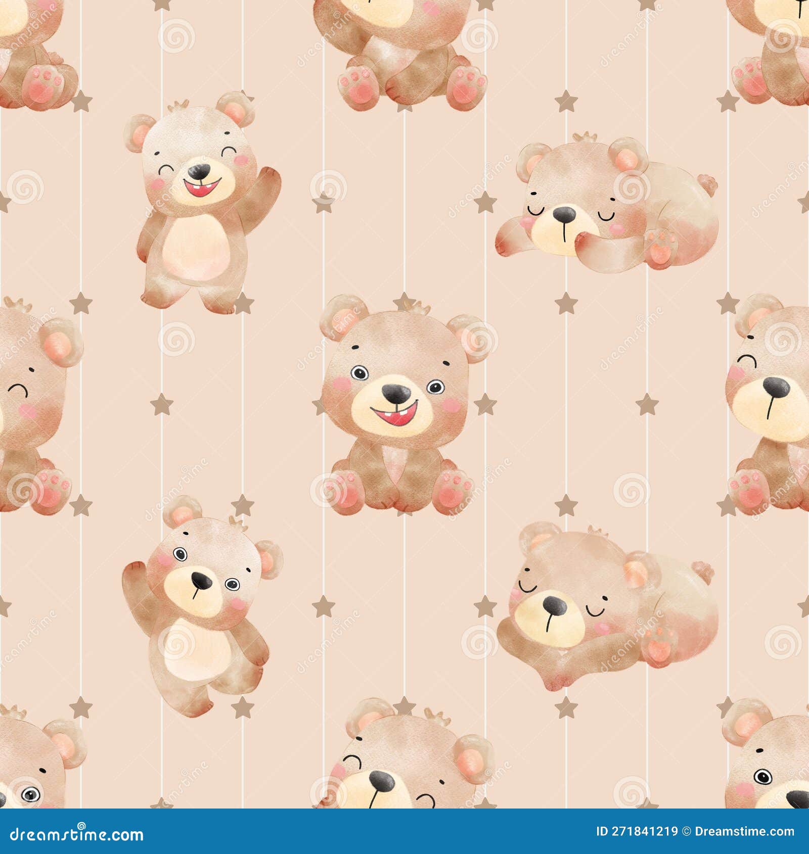 Seamless Repeating Pattern with Cute Bears Stock Illustration ...