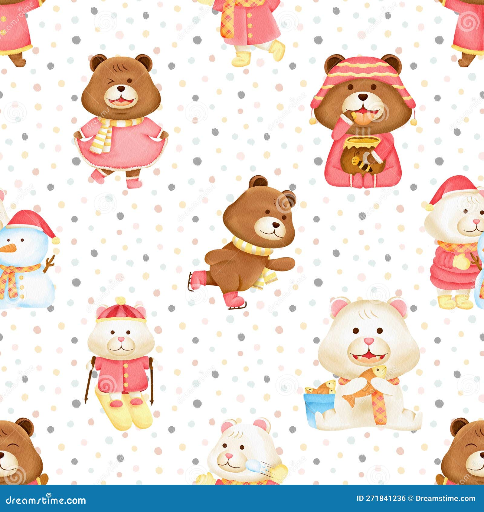 Seamless Repeating Pattern with Cute Bears Stock Illustration ...
