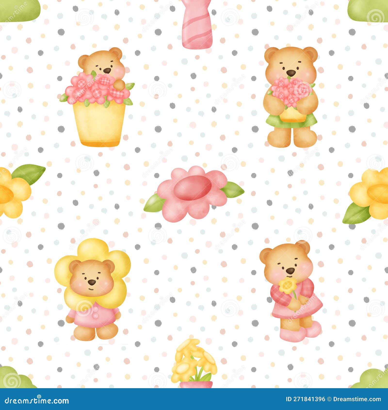 Seamless Repeating Pattern with Cute Bears Stock Illustration ...