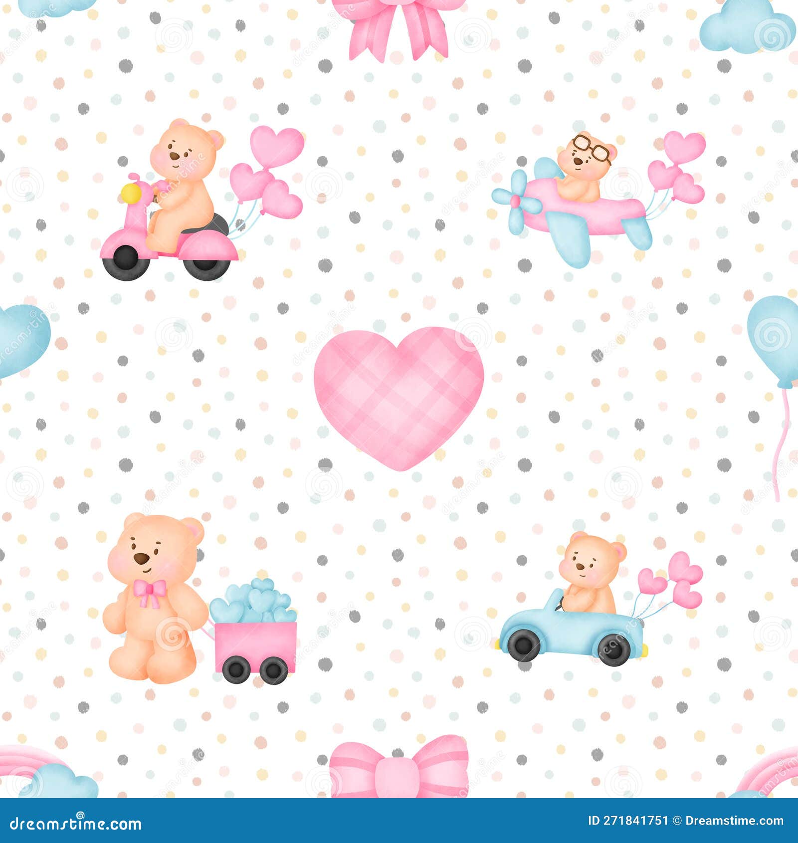 Seamless Repeating Pattern with Cute Bears Stock Illustration ...