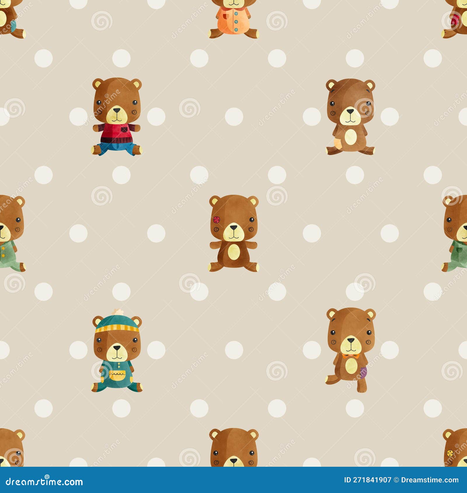 Seamless Repeating Pattern with Cute Bears Stock Illustration ...