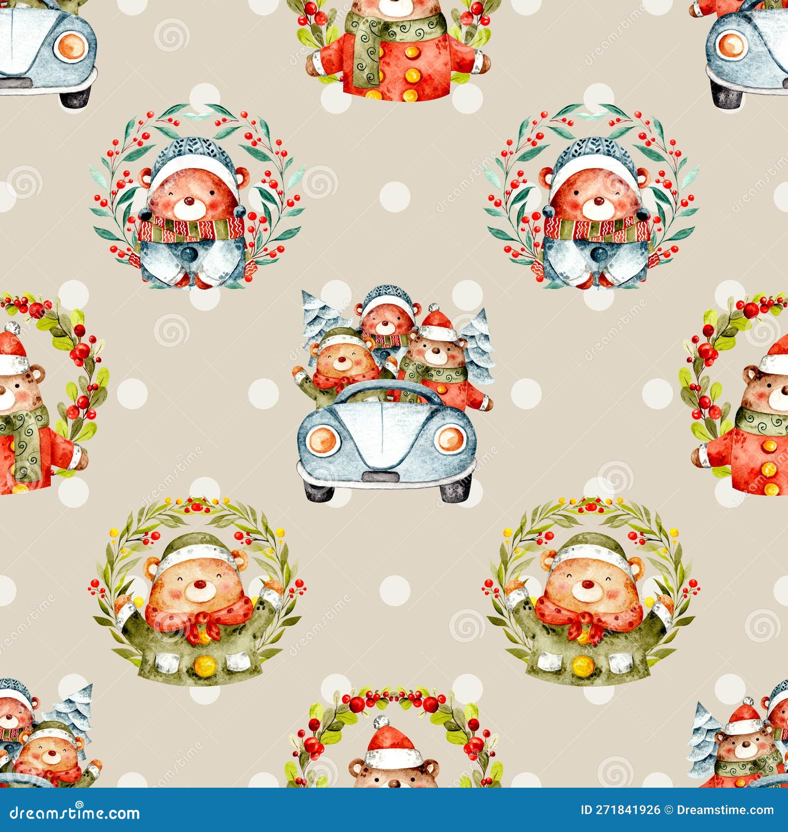 Seamless Repeating Pattern with Cute Bears Stock Illustration ...
