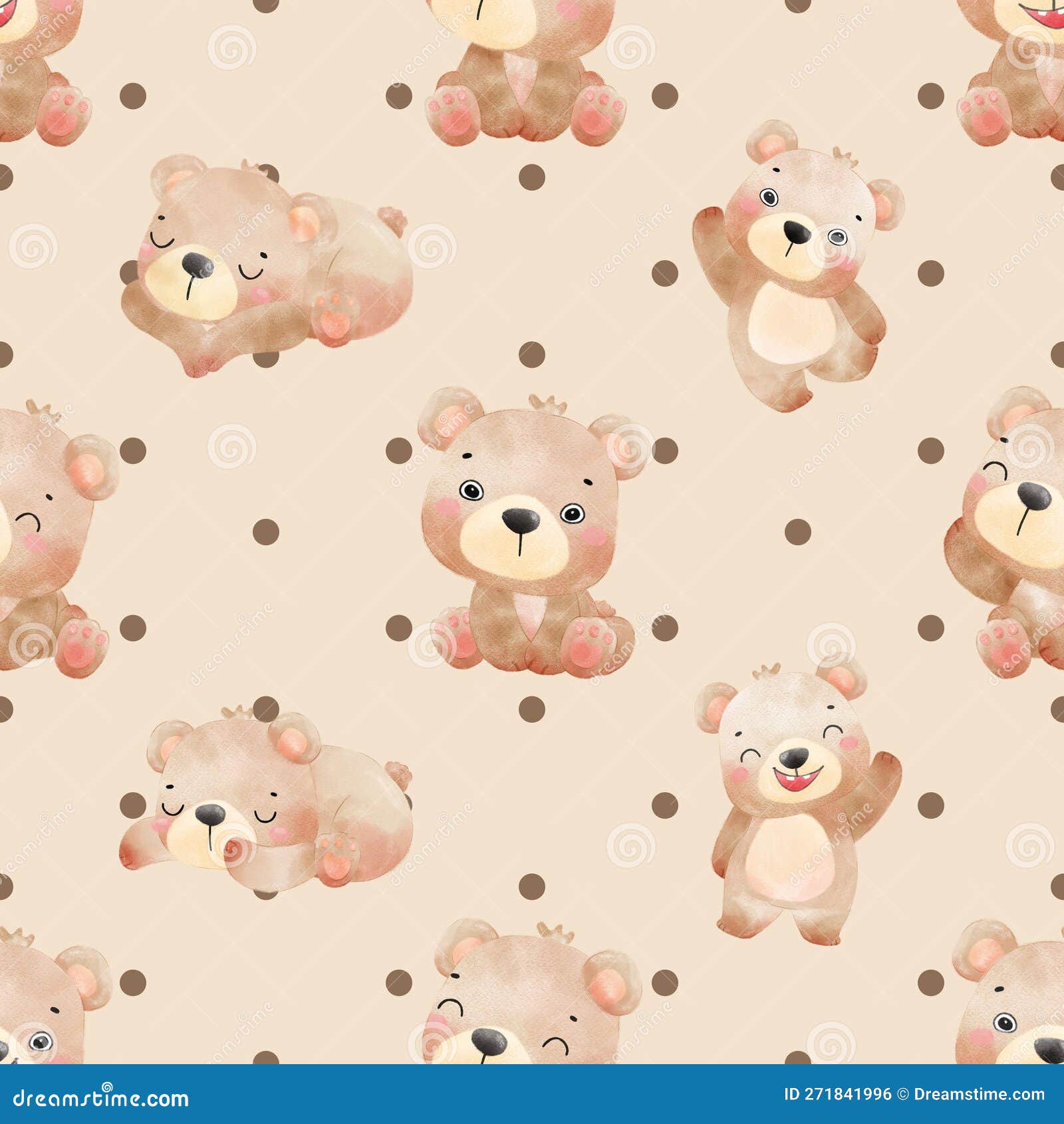 Seamless Repeating Pattern with Cute Bears Stock Illustration ...