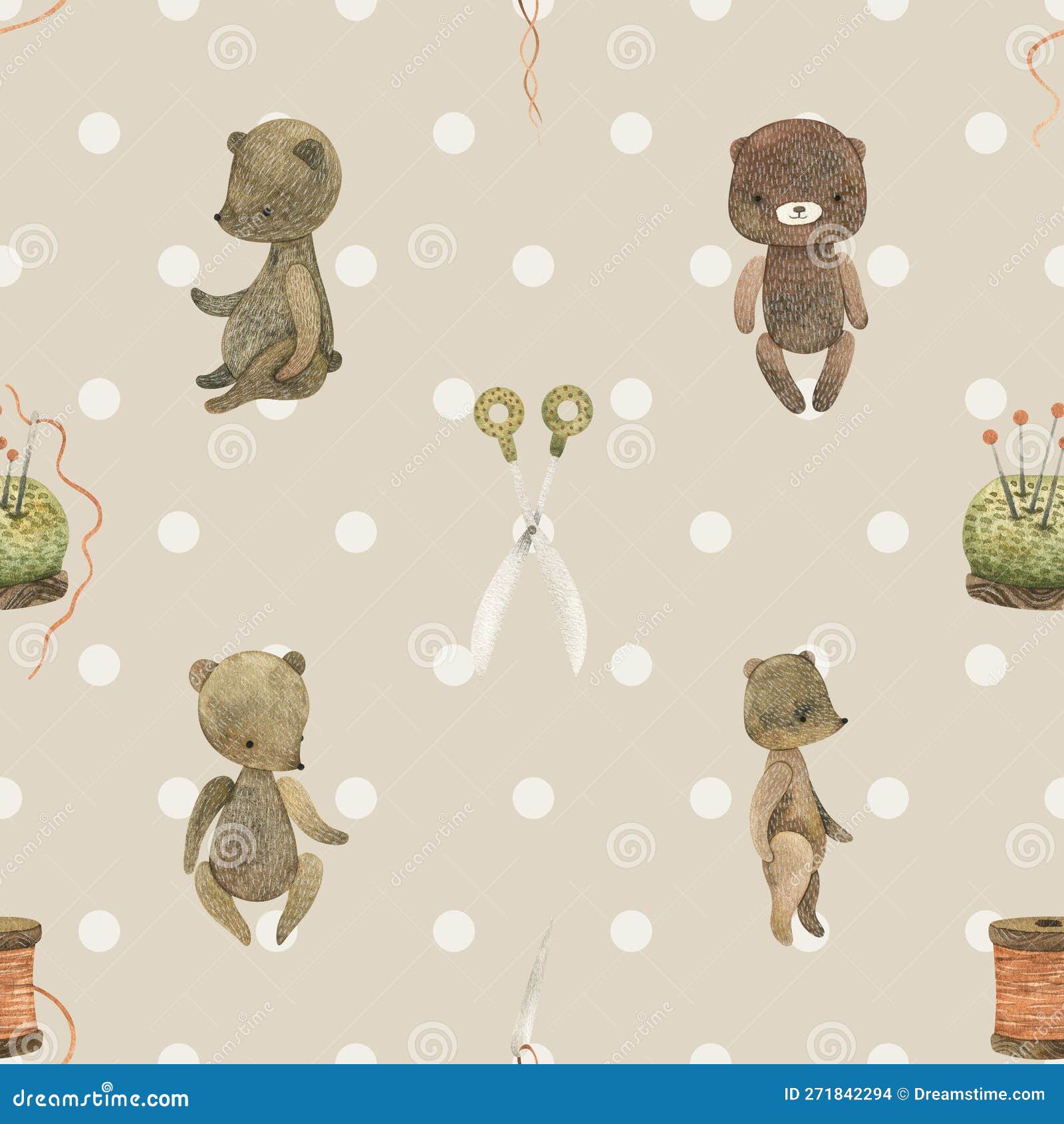Seamless Repeating Pattern with Cute Bears Stock Illustration ...
