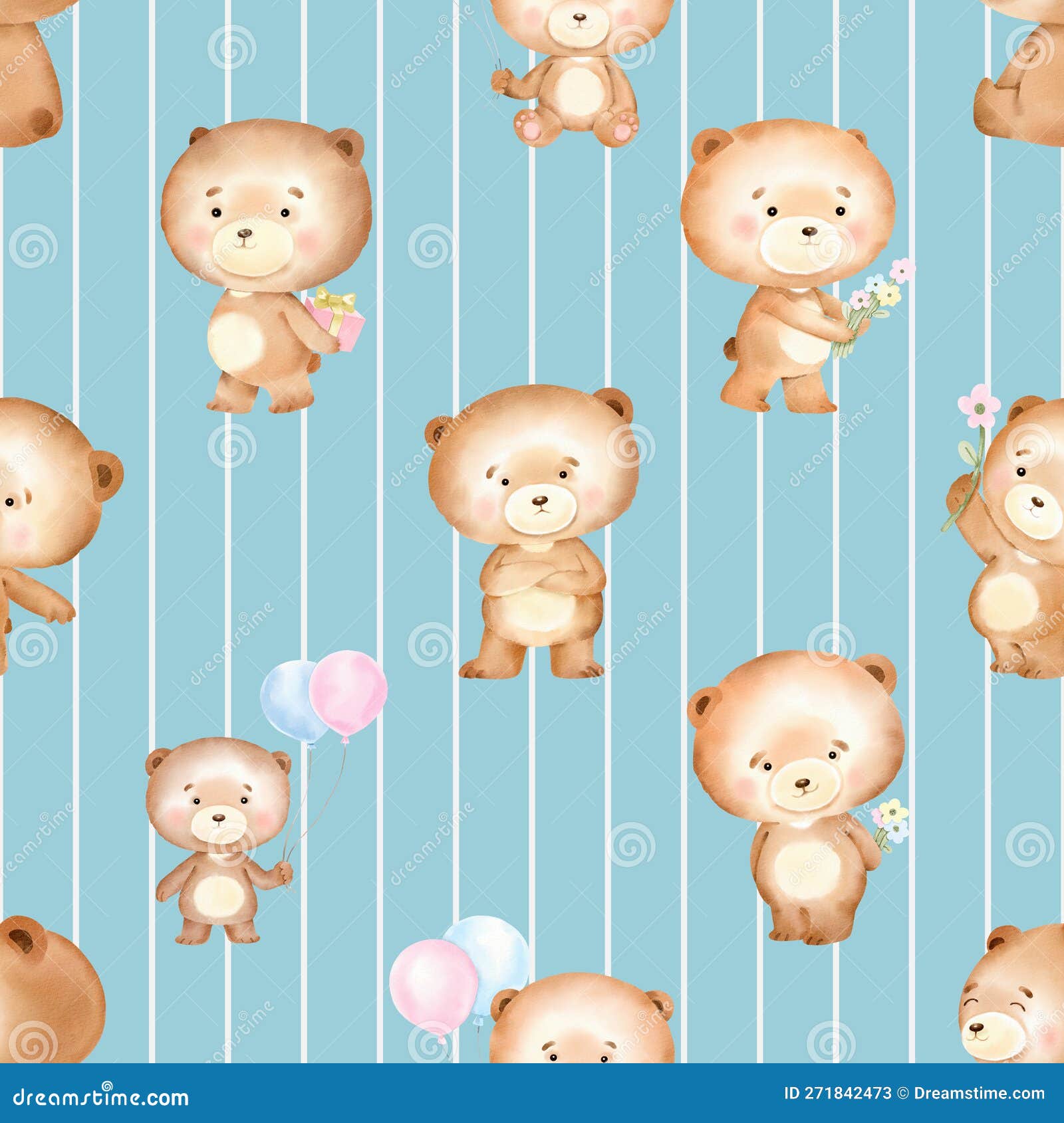 Seamless Repeating Pattern with Cute Bears Stock Illustration ...