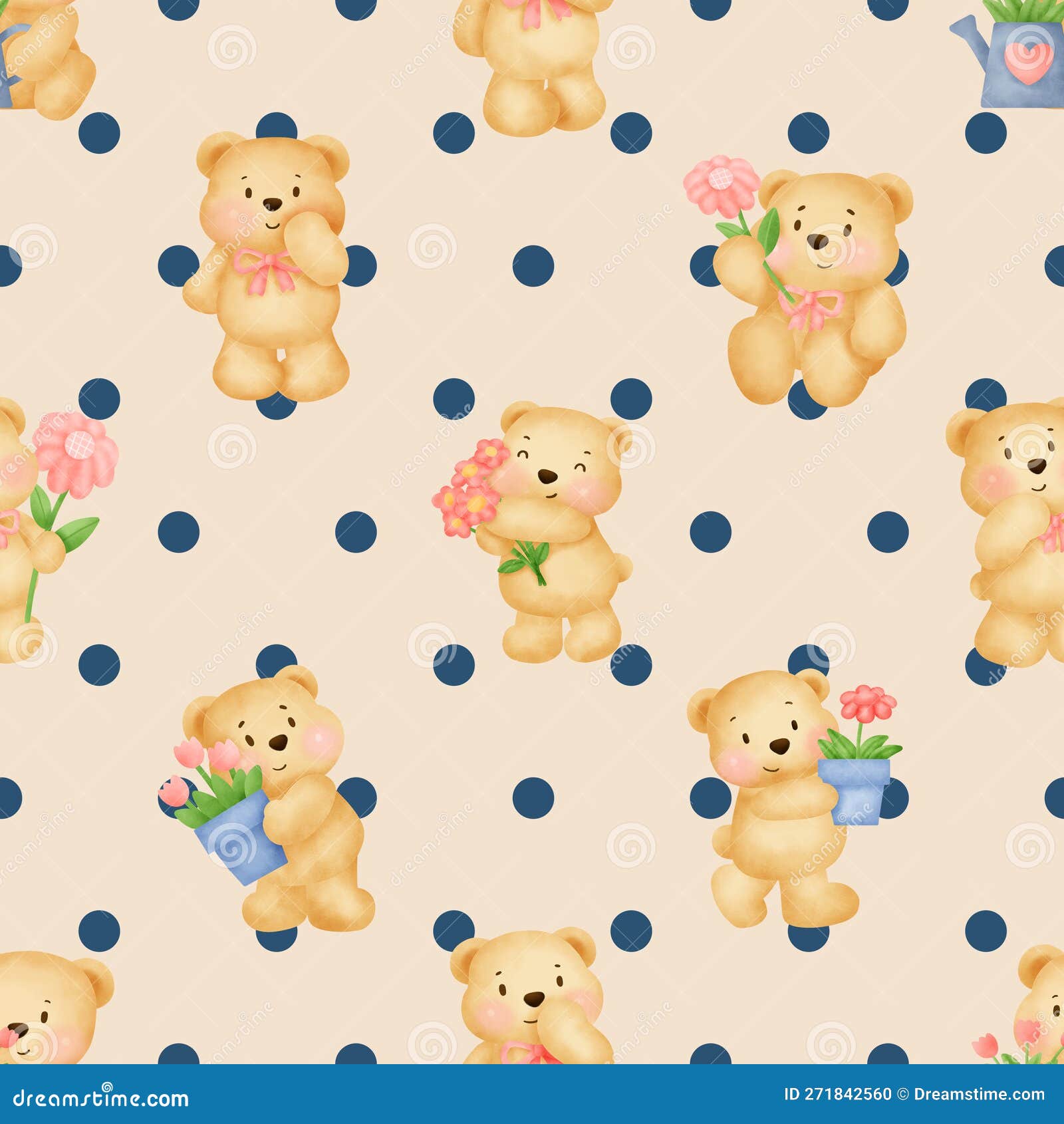 Seamless Repeating Pattern with Cute Bears Stock Illustration ...