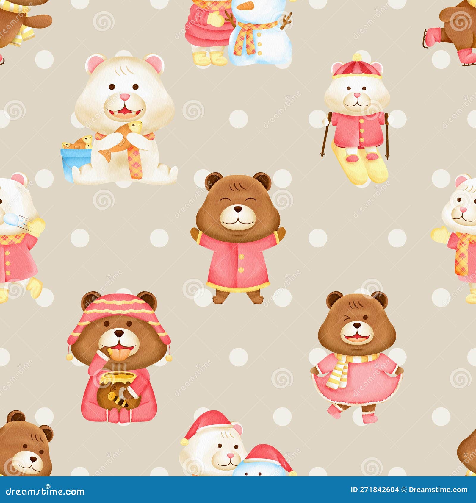 Seamless Repeating Pattern with Cute Bears Stock Illustration ...