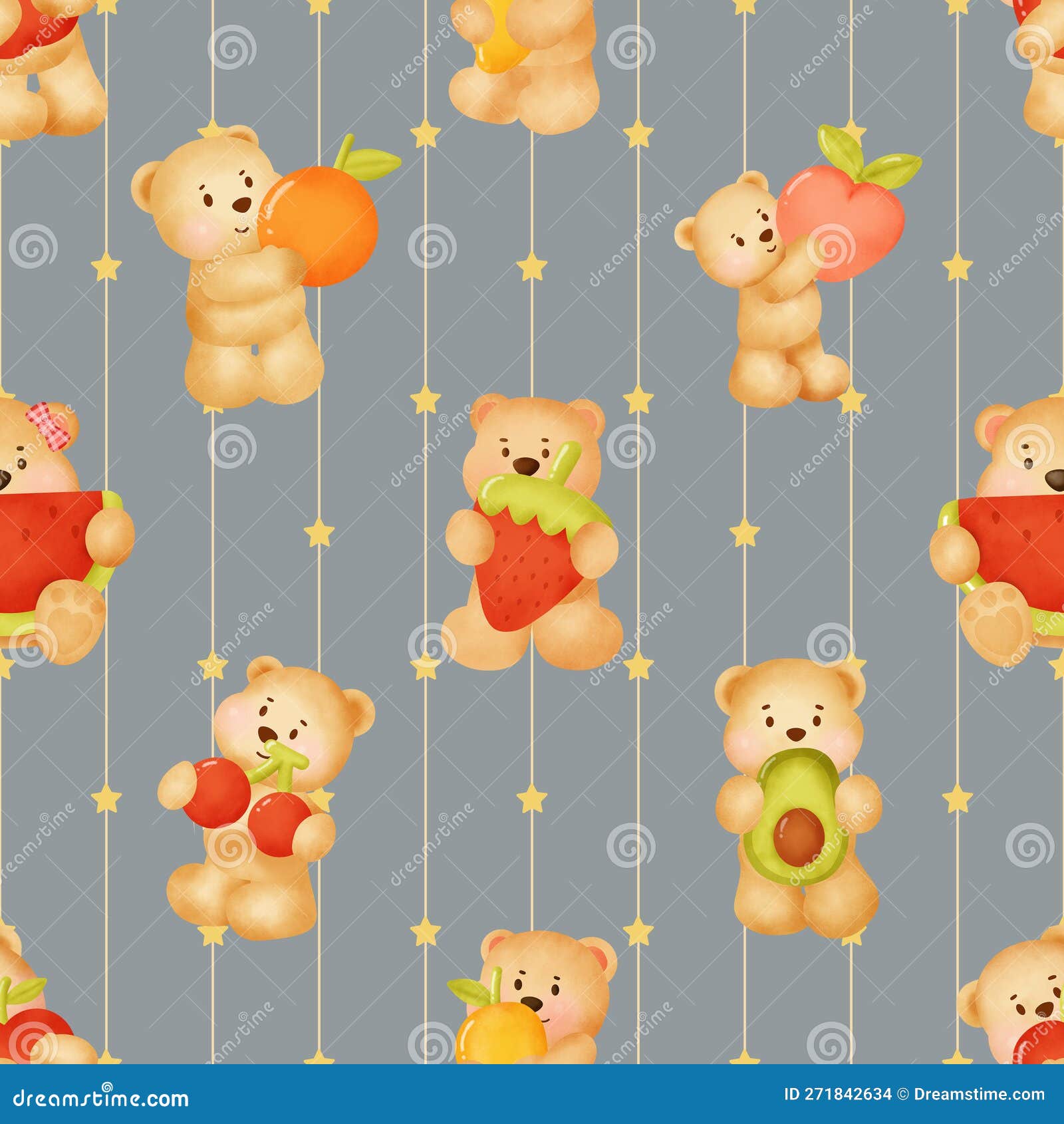 Seamless Repeating Pattern with Cute Bears Stock Illustration ...