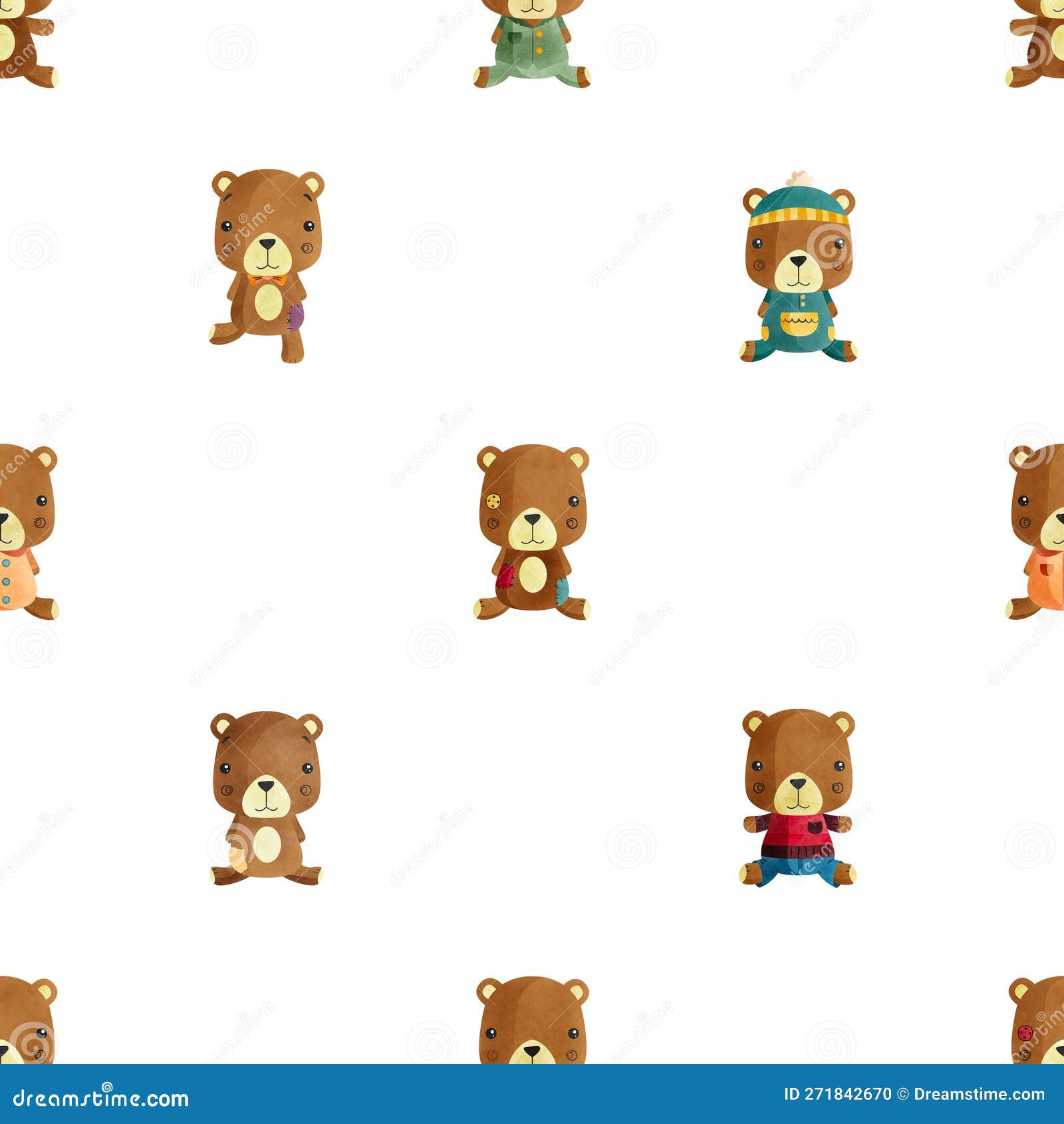 Seamless Repeating Pattern with Cute Bears Stock Illustration ...