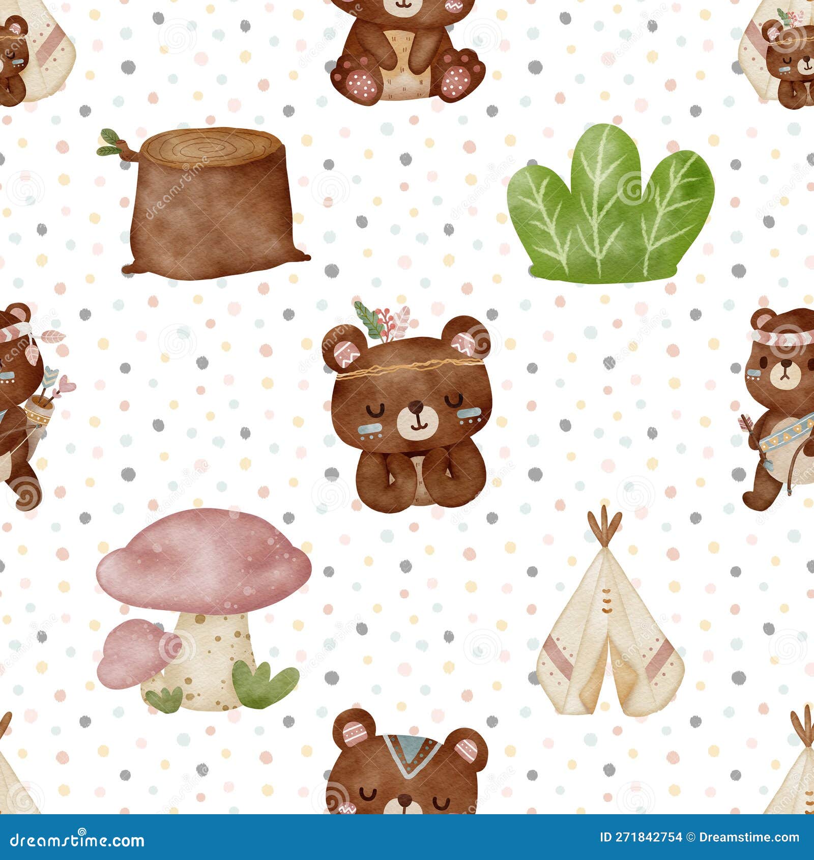 Seamless Repeating Pattern with Cute Bears Stock Illustration ...