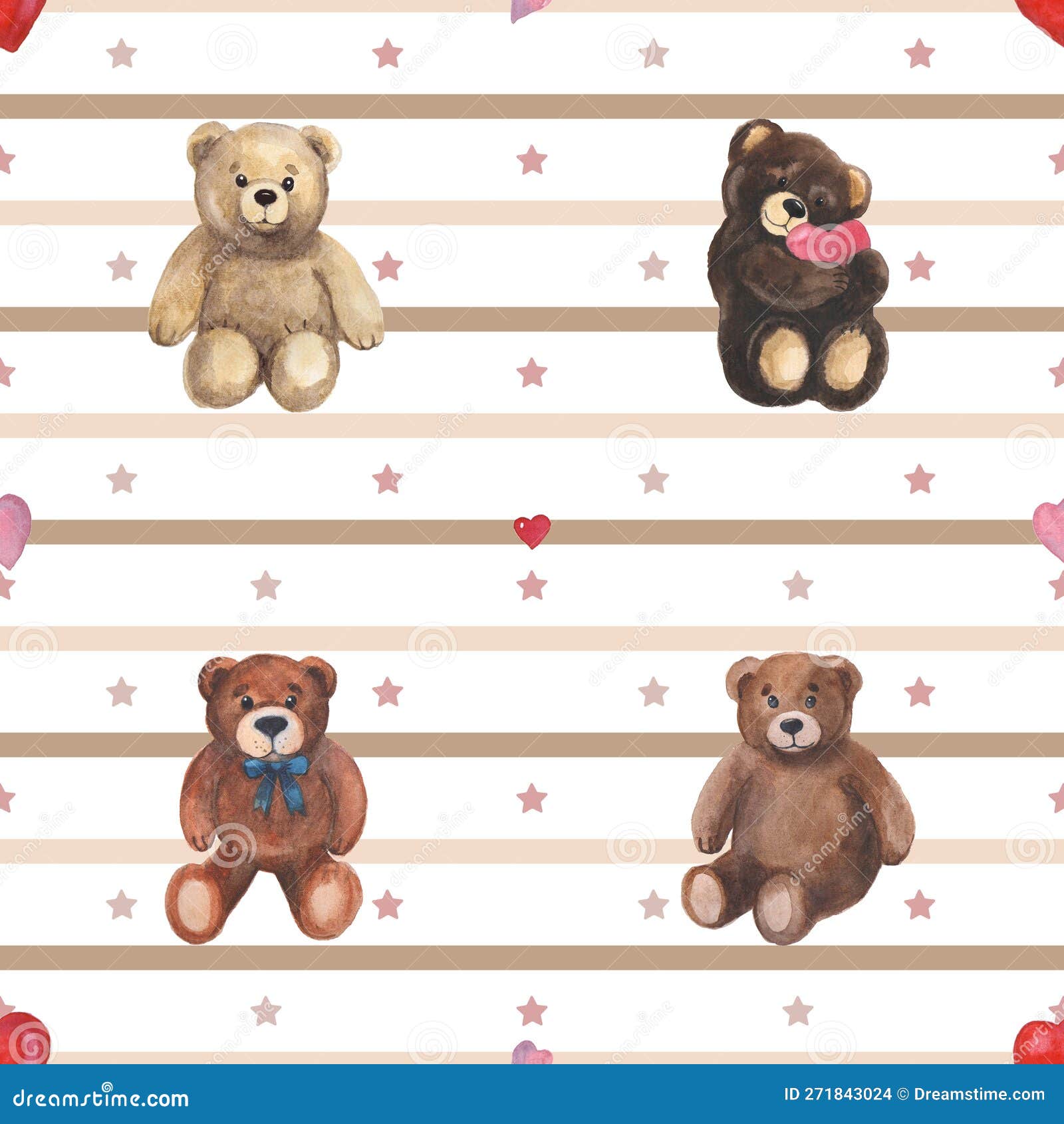 Seamless Repeating Pattern with Cute Bears Stock Illustration ...