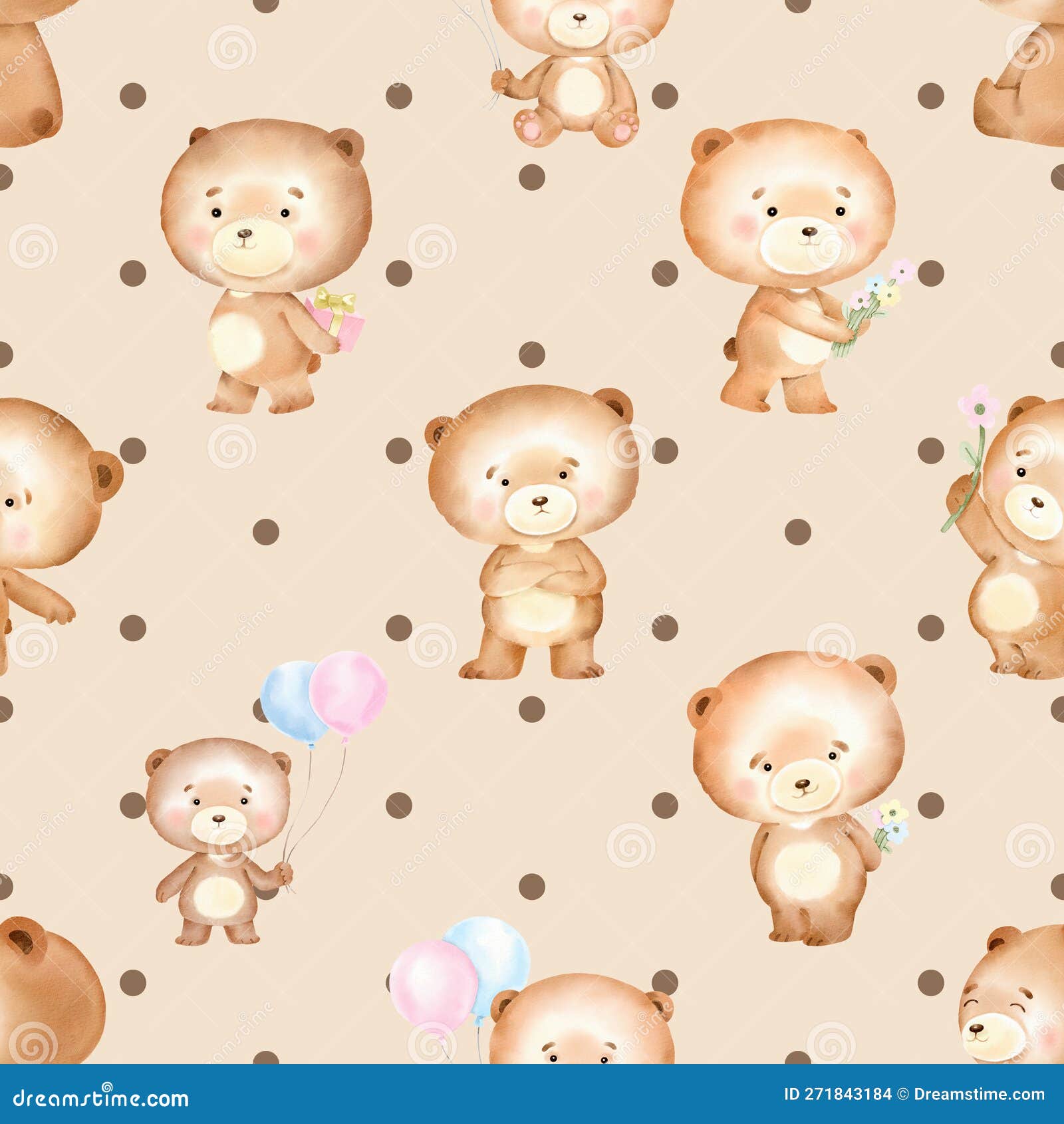 Seamless Repeating Pattern with Cute Bears Stock Illustration ...