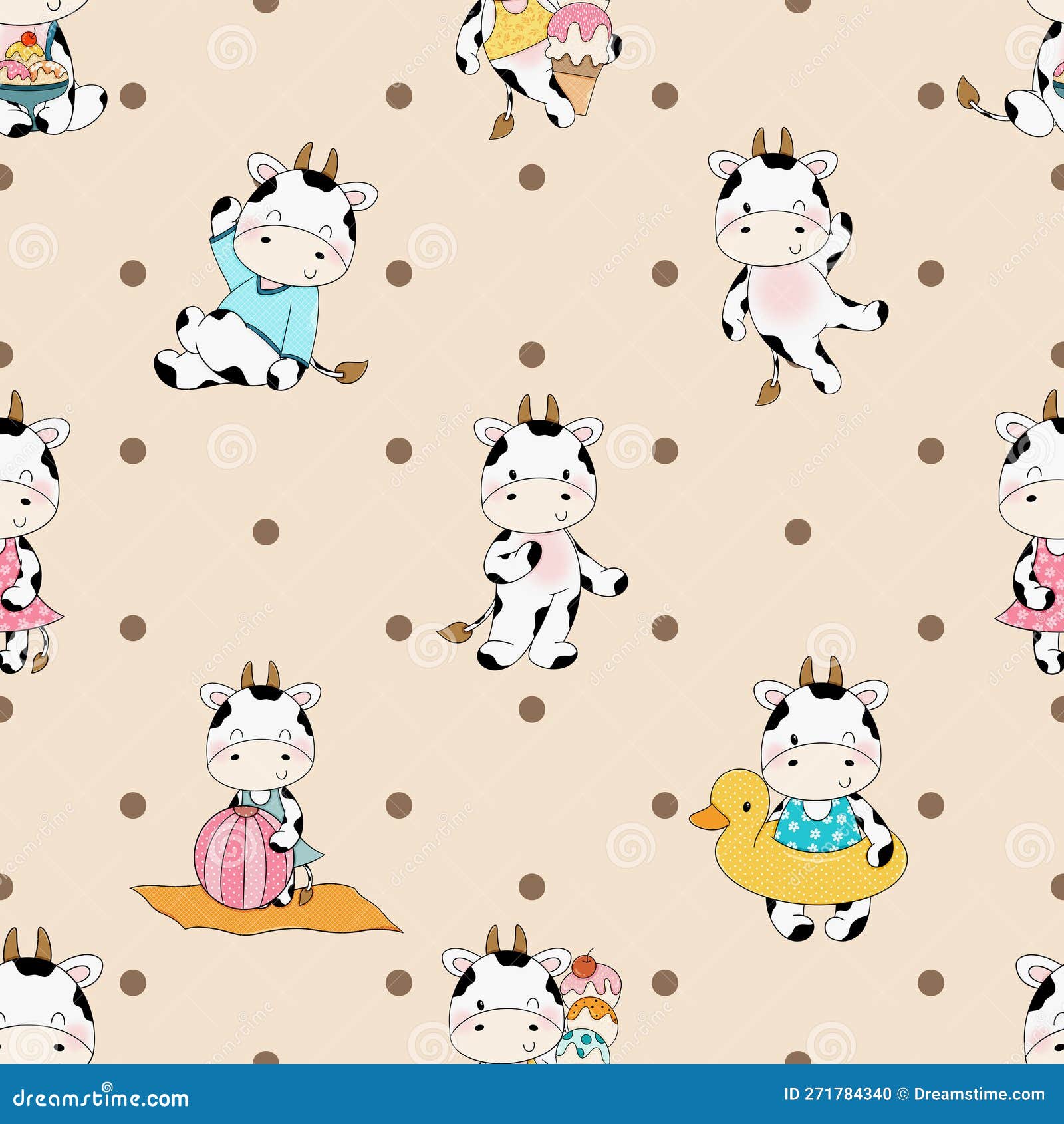 Seamless Repeating Pattern with Cute Cows Stock Illustration ...