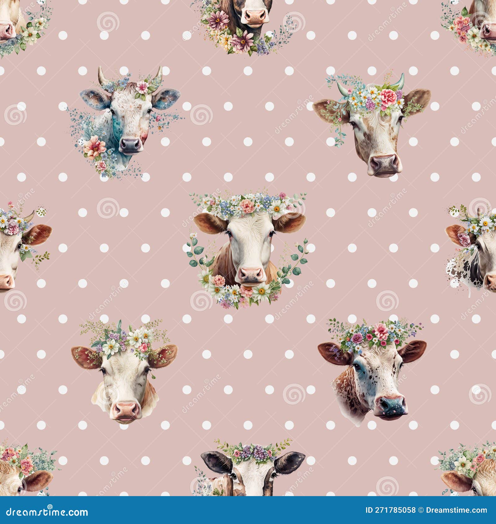 Seamless Repeating Pattern with Cute Cows Stock Illustration ...