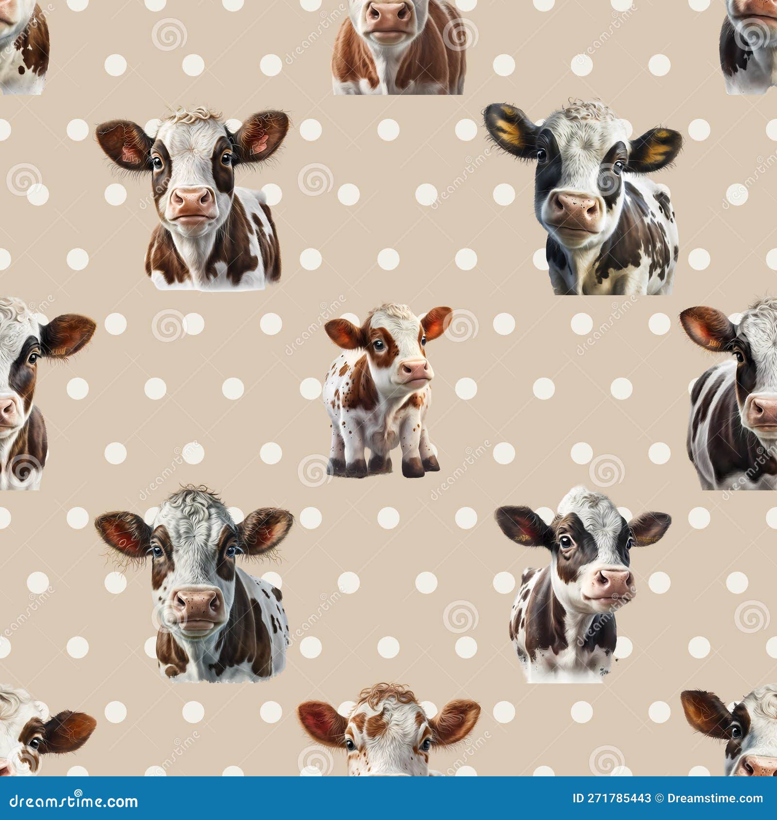 Seamless Repeating Pattern with Cute Cows Stock Illustration ...