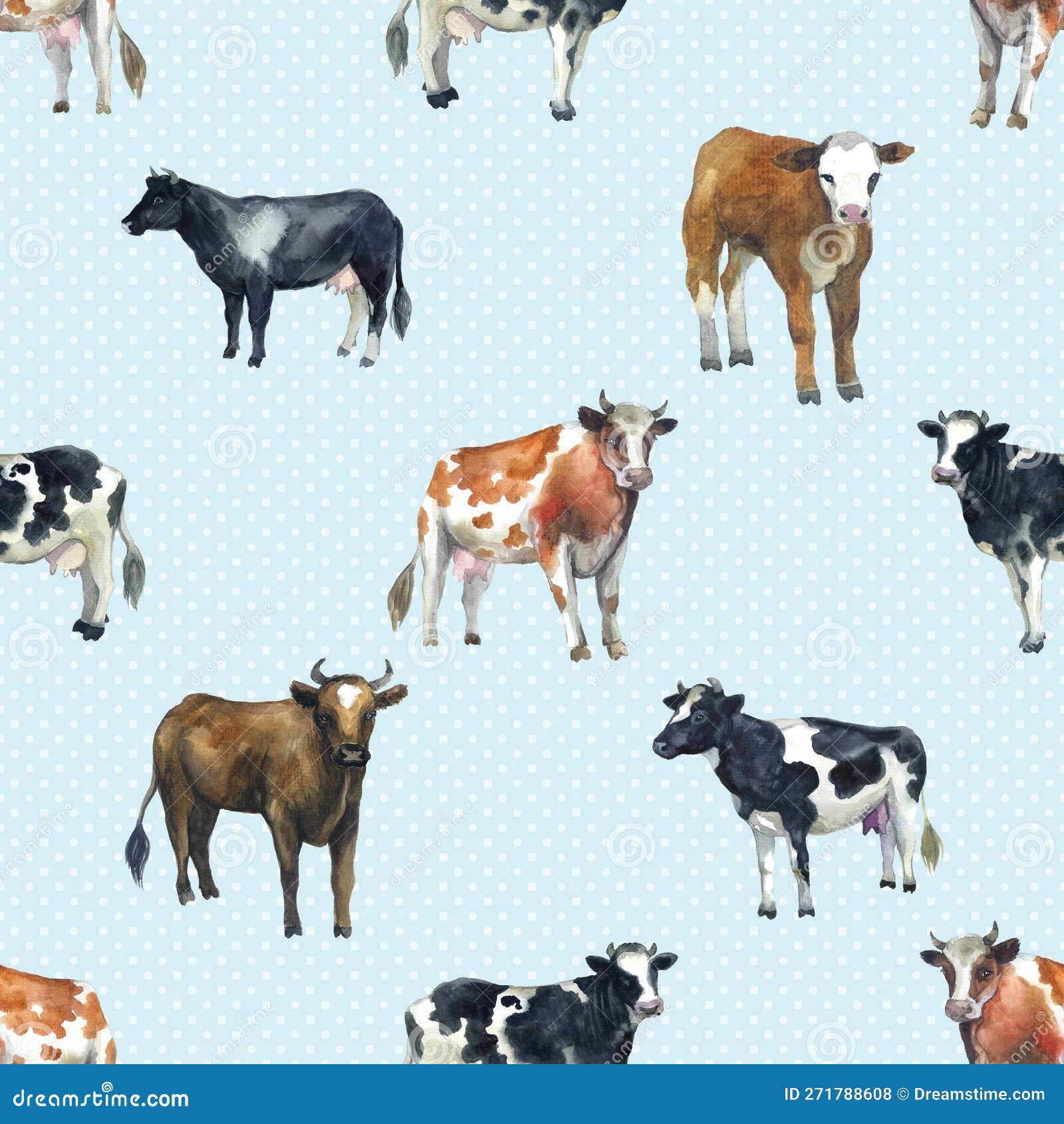 Seamless Repeating Pattern with Cute Cows Stock Illustration ...