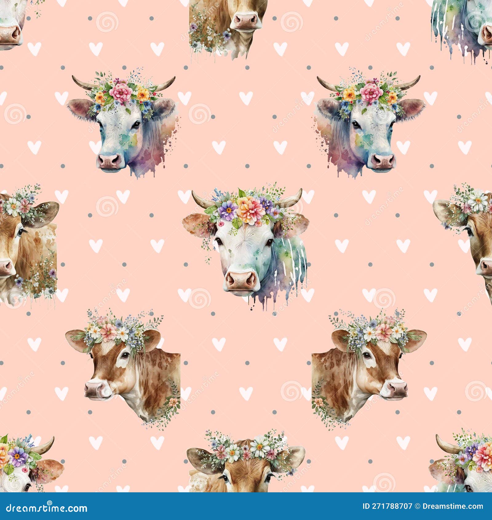 Seamless Repeating Pattern with Cute Cows Stock Illustration ...
