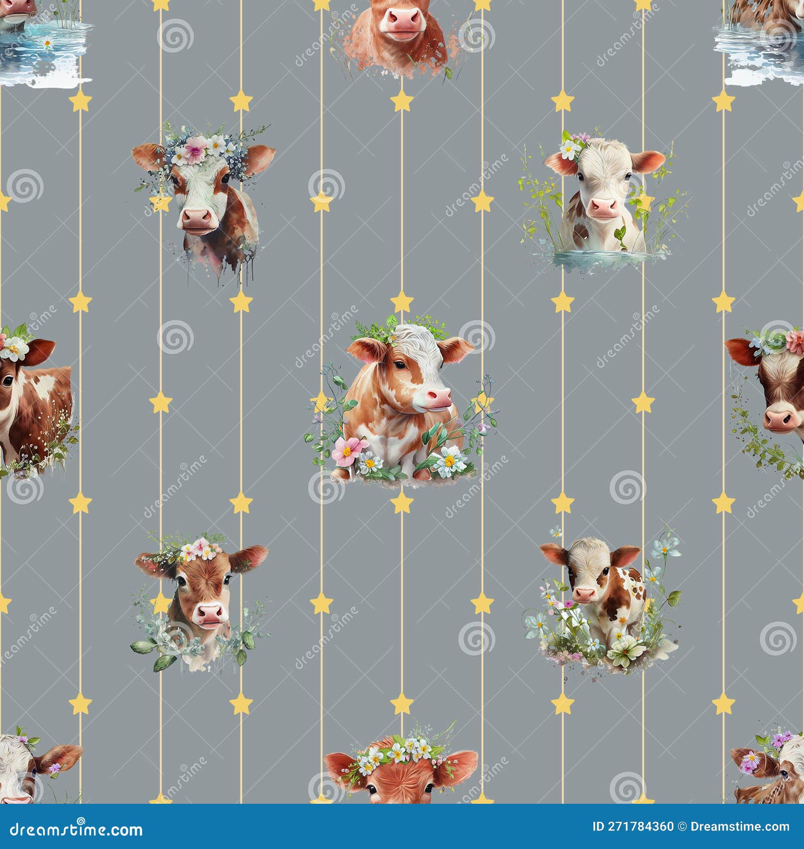 Seamless Repeating Pattern with Cute Cows Stock Illustration ...