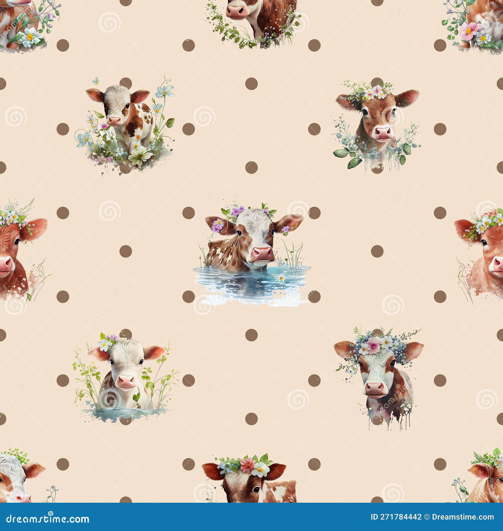 Seamless Repeating Pattern with Cute Cows Stock Illustration ...