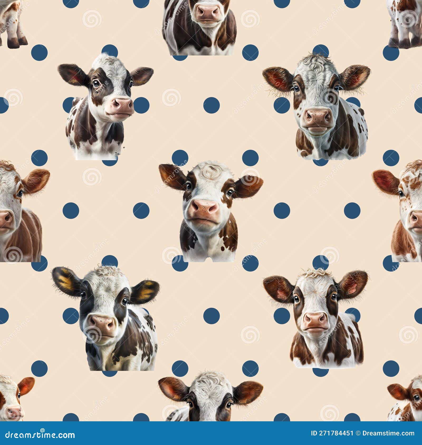 Seamless Repeating Pattern with Cute Cows Stock Illustration ...