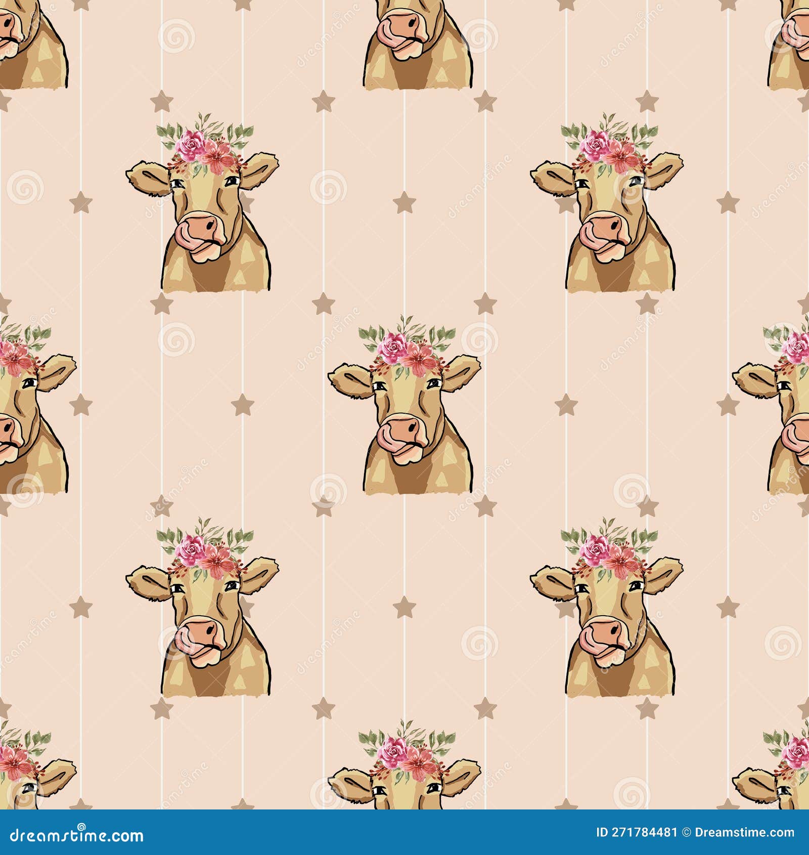 Seamless Repeating Pattern with Cute Cows Stock Illustration ...