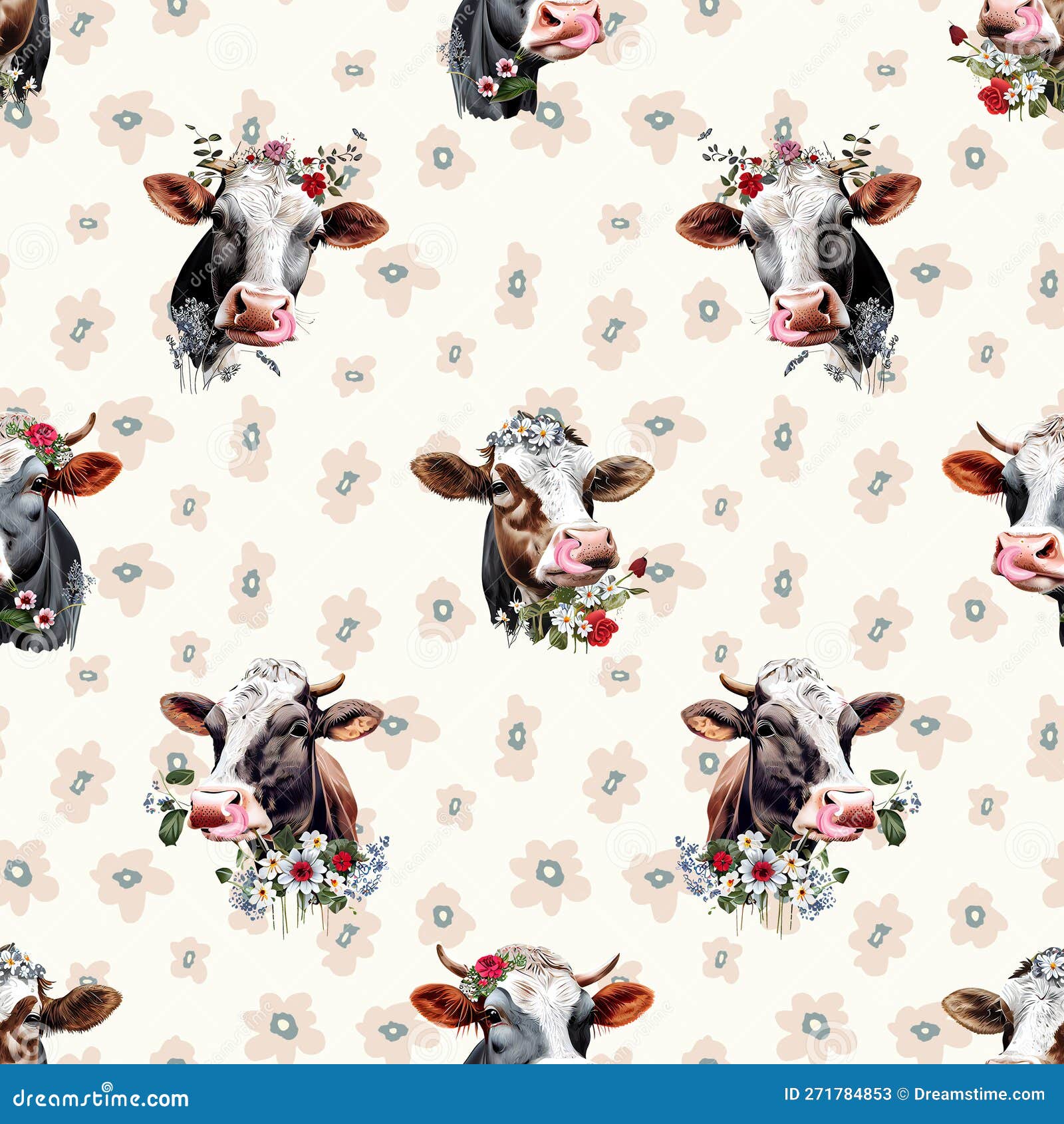 Seamless Repeating Pattern with Cute Cows Stock Illustration ...