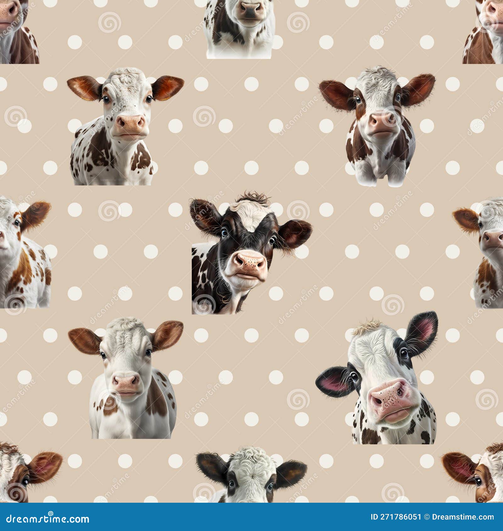Seamless Repeating Pattern with Cute Cows Stock Illustration ...
