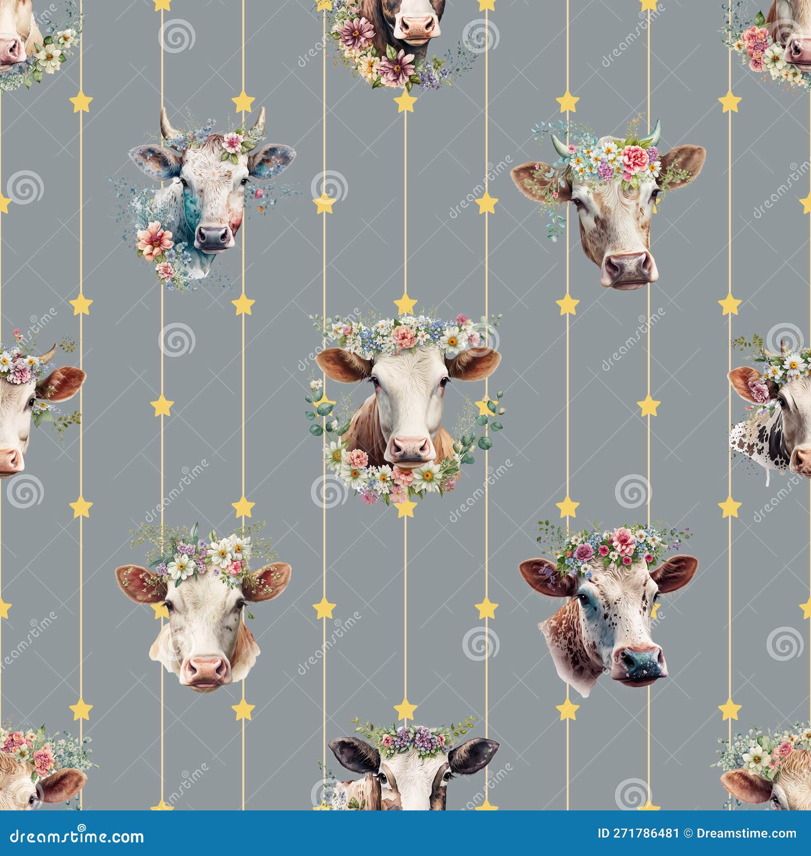Seamless Repeating Pattern with Cute Cows Stock Illustration ...