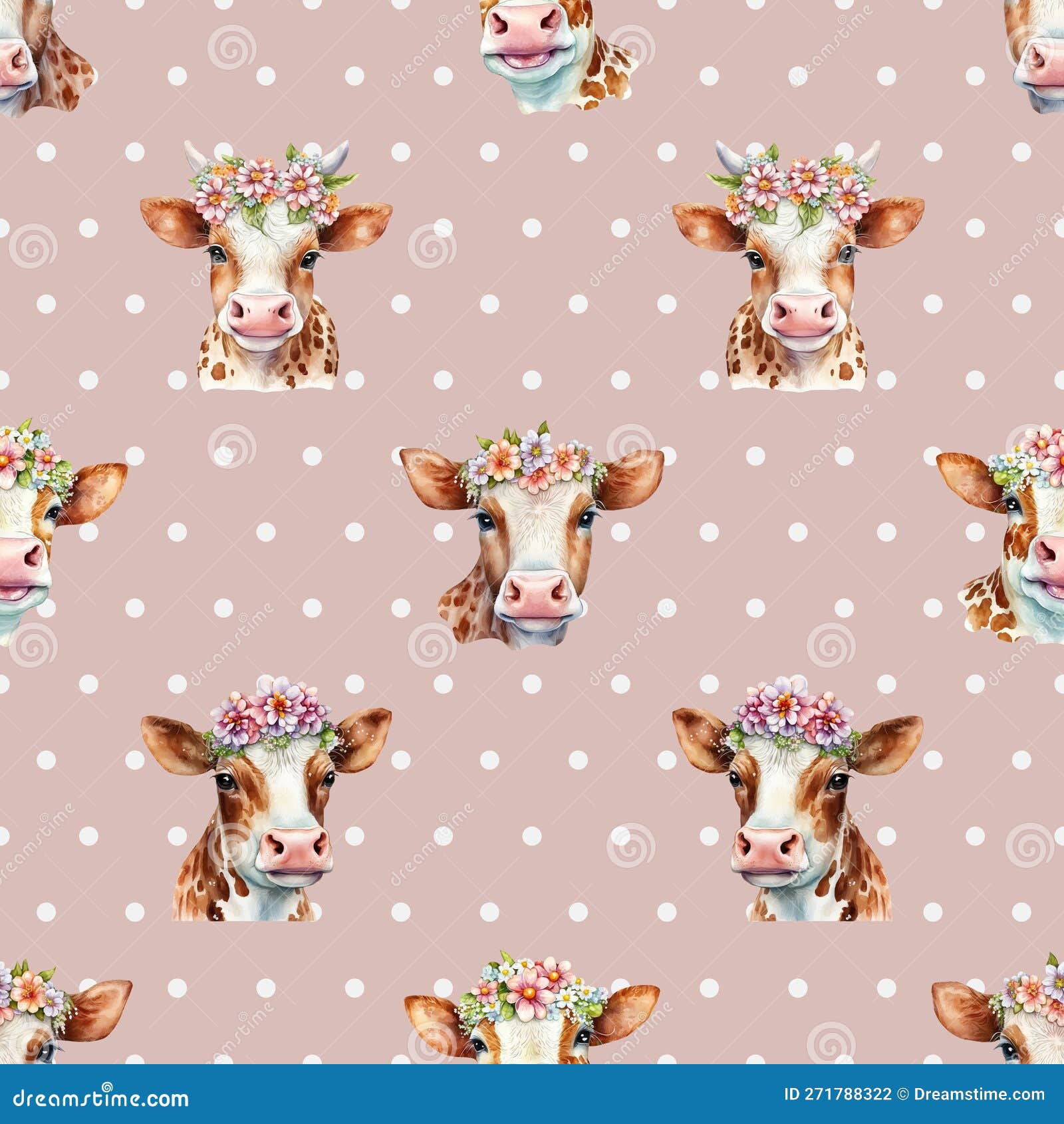 Seamless Repeating Pattern with Cute Cows Stock Illustration ...