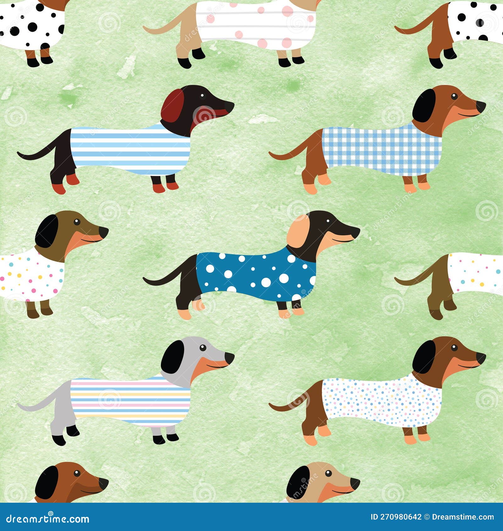 Seamless Repeating Pattern with Cute Dachshunds Stock Illustration ...