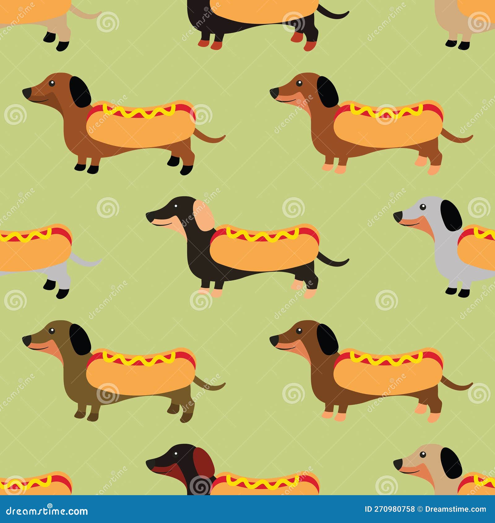 Seamless Repeating Pattern with Cute Dachshunds Stock Illustration ...