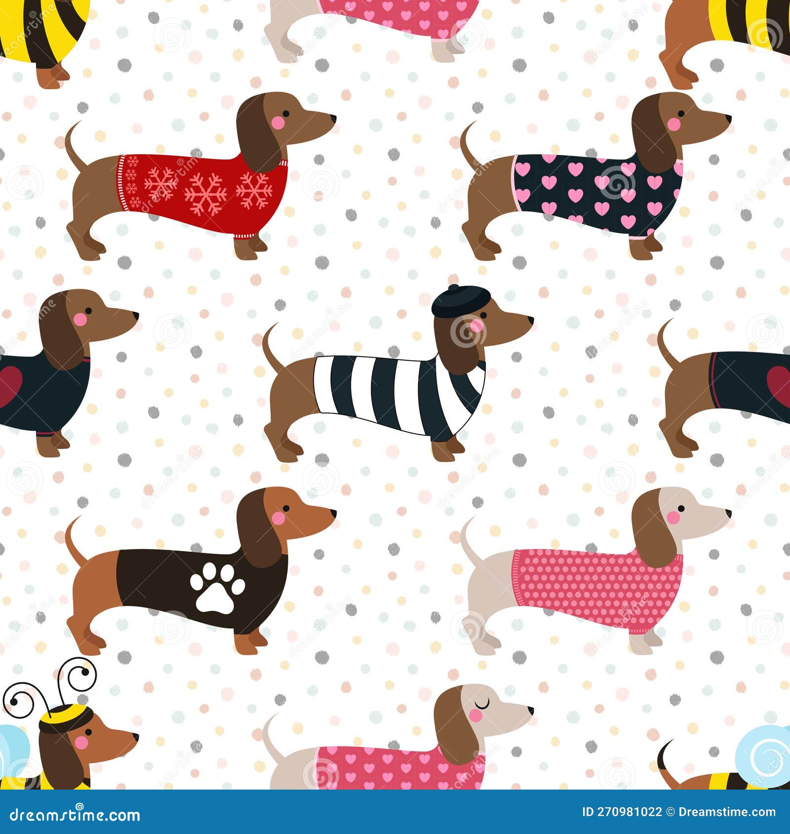 Seamless Repeating Pattern with Cute Dachshunds Stock Illustration ...