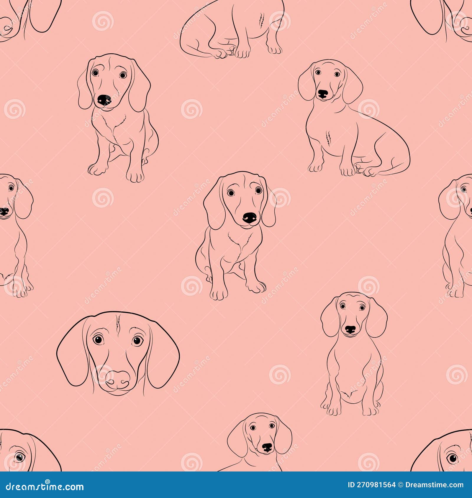Seamless Repeating Pattern with Cute Dachshunds Stock Illustration ...
