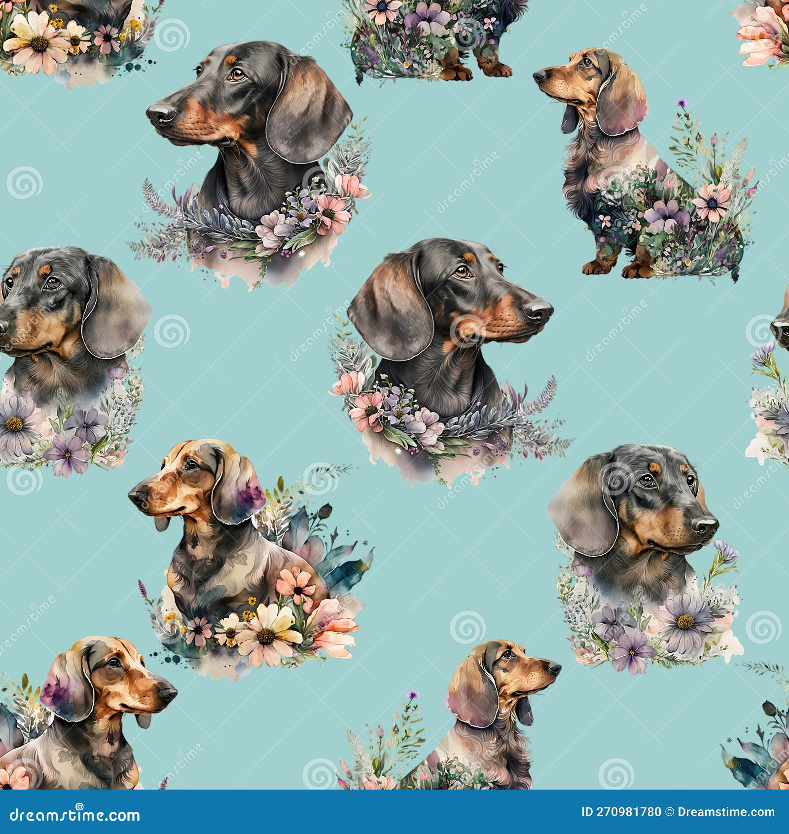Seamless Repeating Pattern with Cute Dachshunds Stock Illustration ...