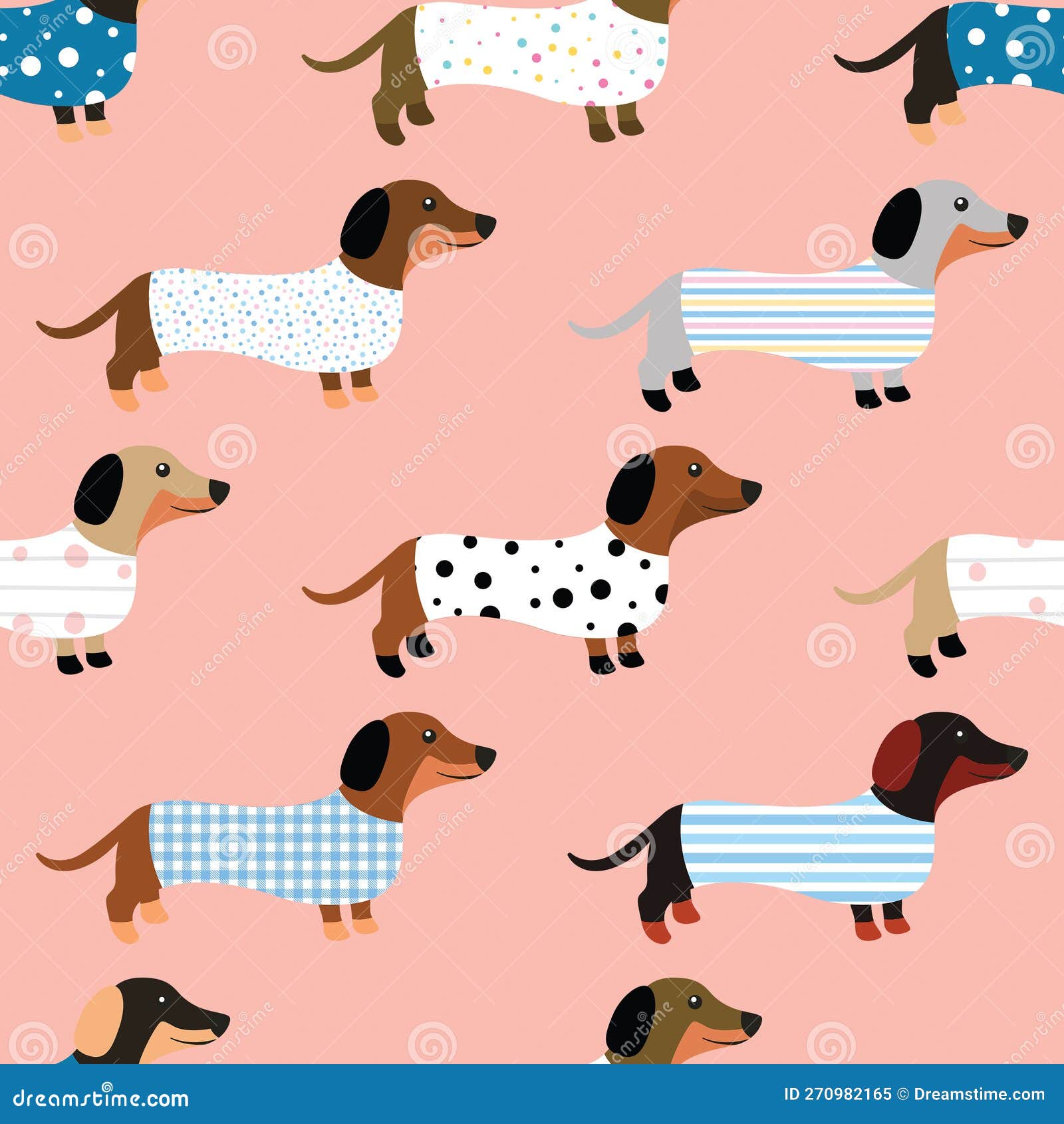 Seamless Repeating Pattern with Cute Dachshunds Stock Illustration ...