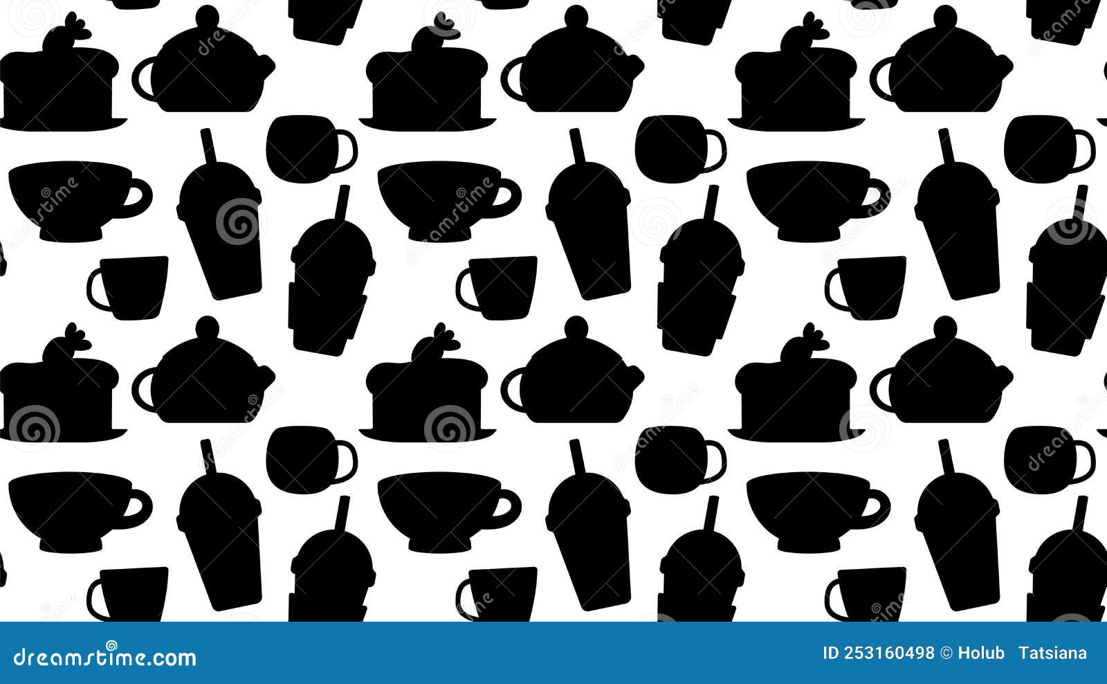 Seamless Repeating Pattern with Drinks and Desserts for Cafe Menu ...