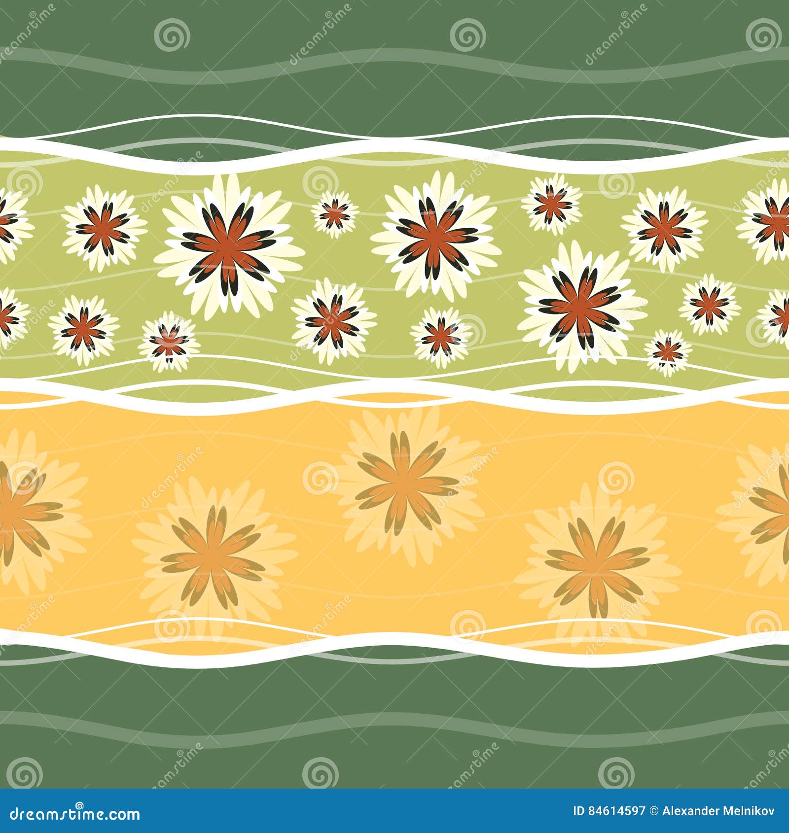 Seamless Repeating Pattern from Flowers and Lines Stock Vector ...