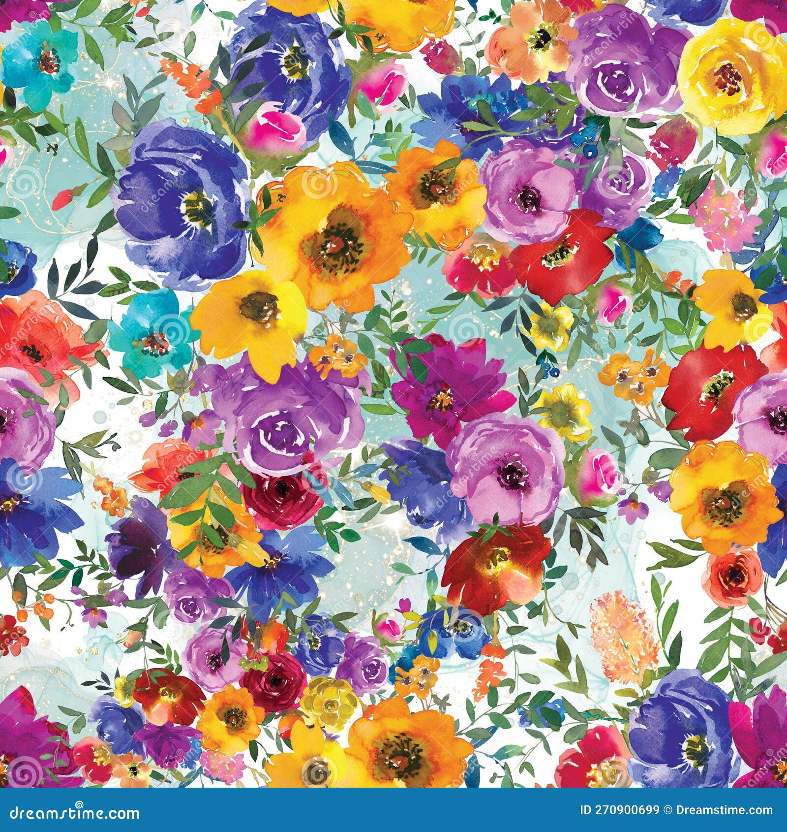 Seamless Repeating Pattern Hand-drawn Floral Flower Blossom Stock Image ...