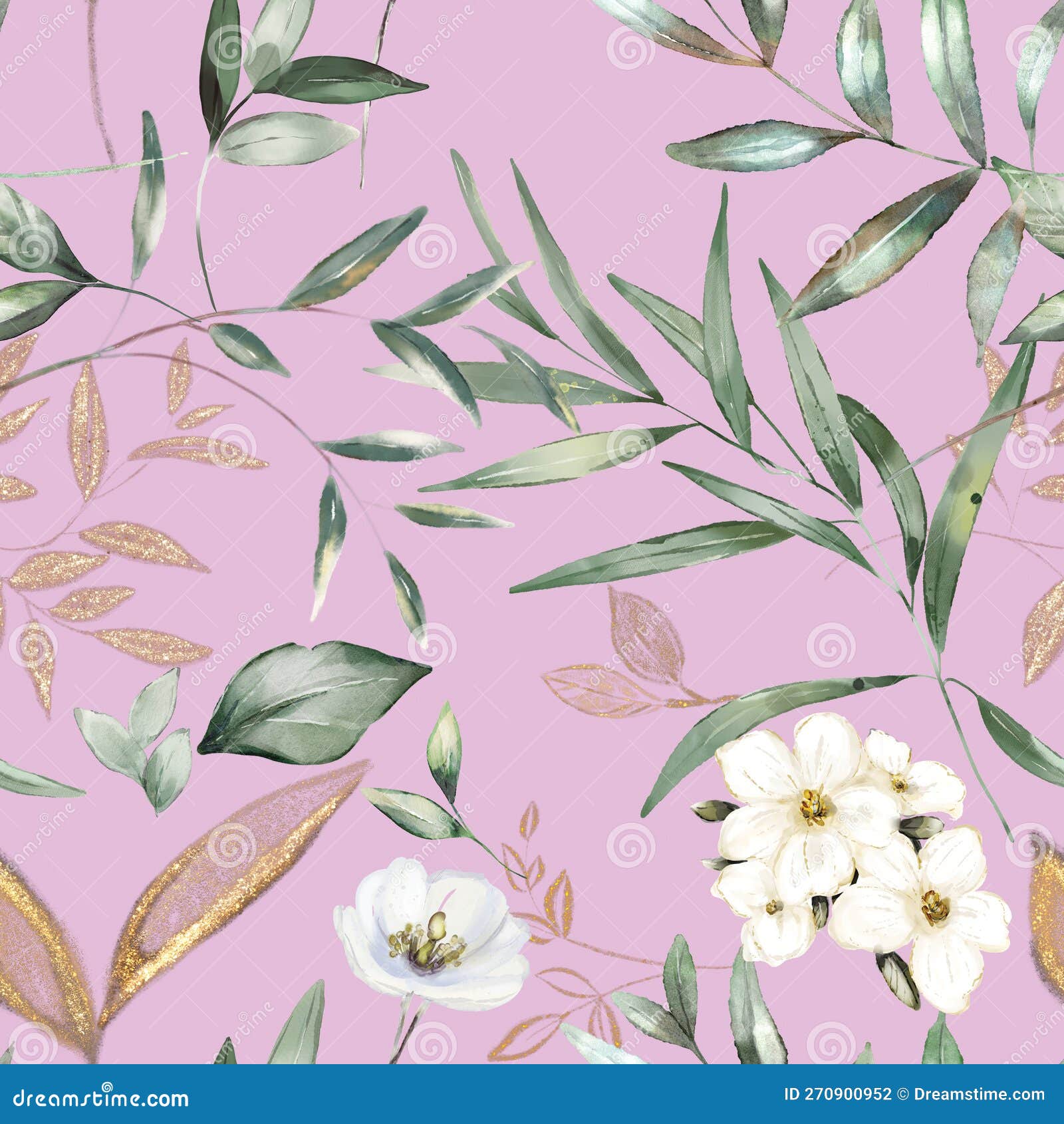 Seamless Repeating Pattern Hand-drawn Floral Flower Blossom Stock ...