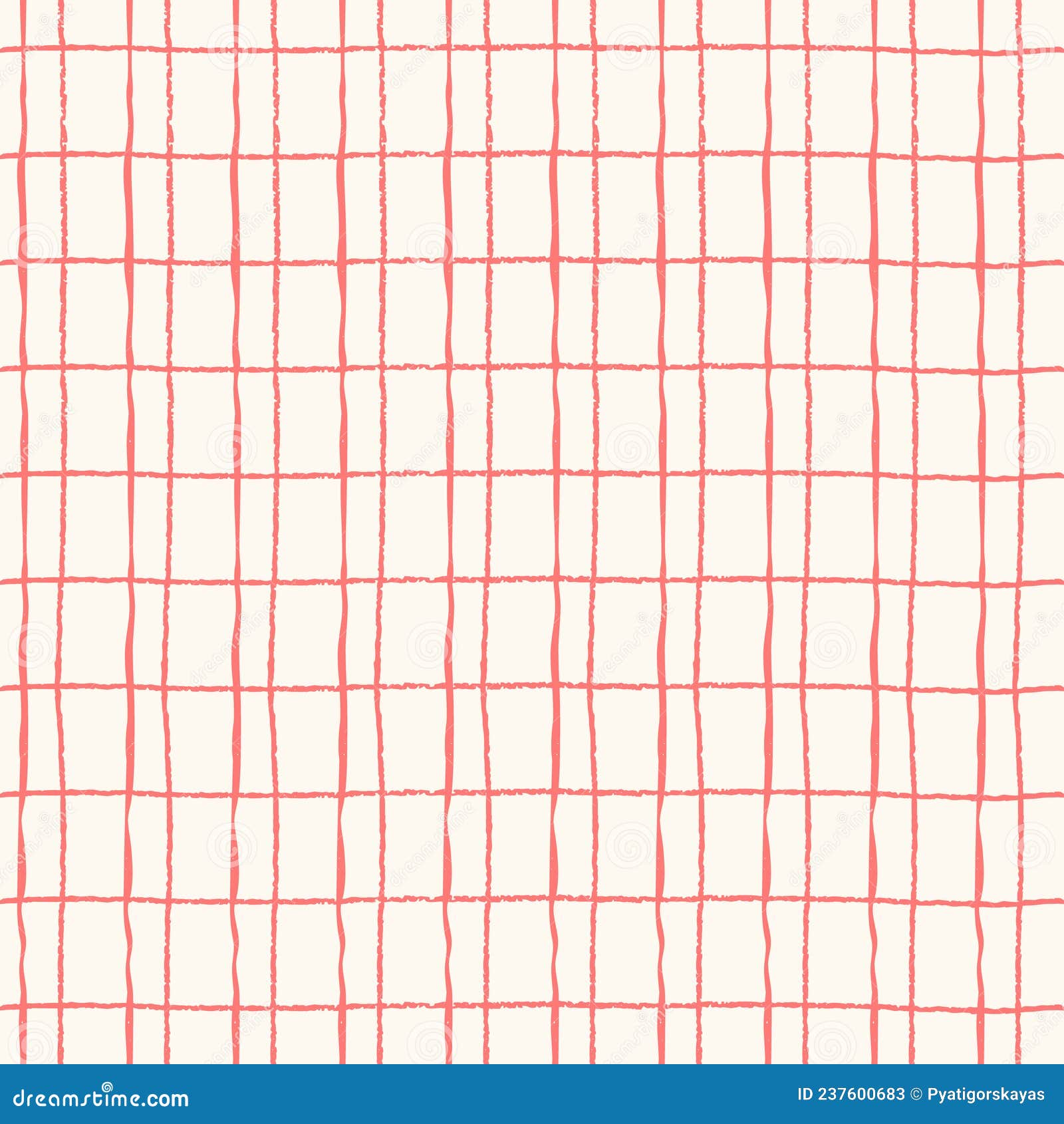 Seamless Repeating Pattern with Hand Drawn Red Curved Uneven Gridline ...