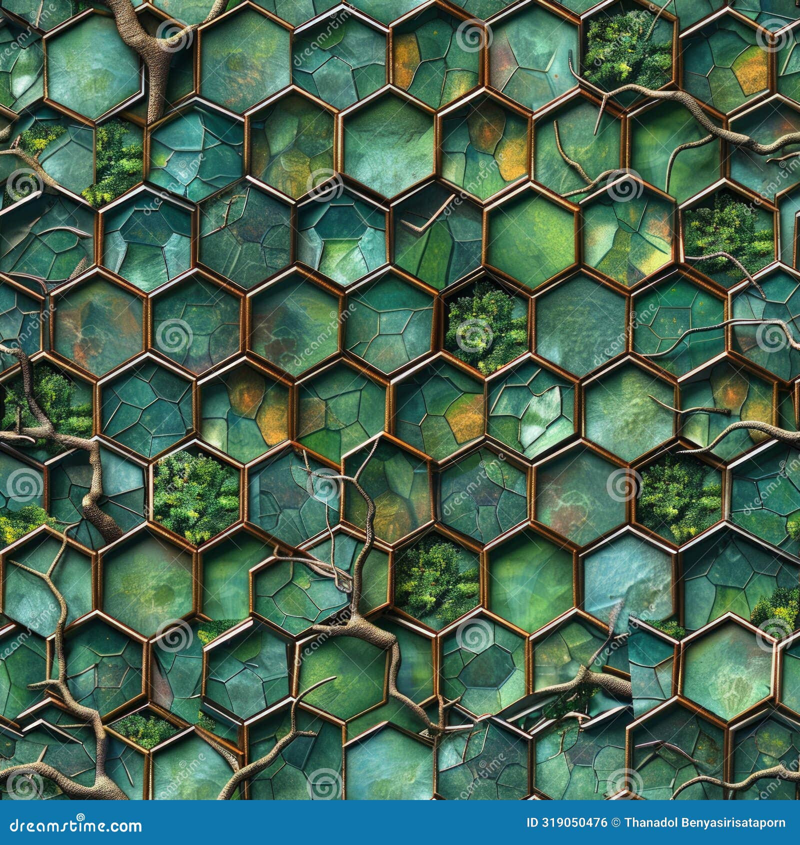 Seamless Repeating Pattern of Hexagonal Tree Bush Cross Sections ...