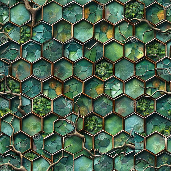 Seamless Repeating Pattern of Hexagonal Tree Bush Cross Sections ...