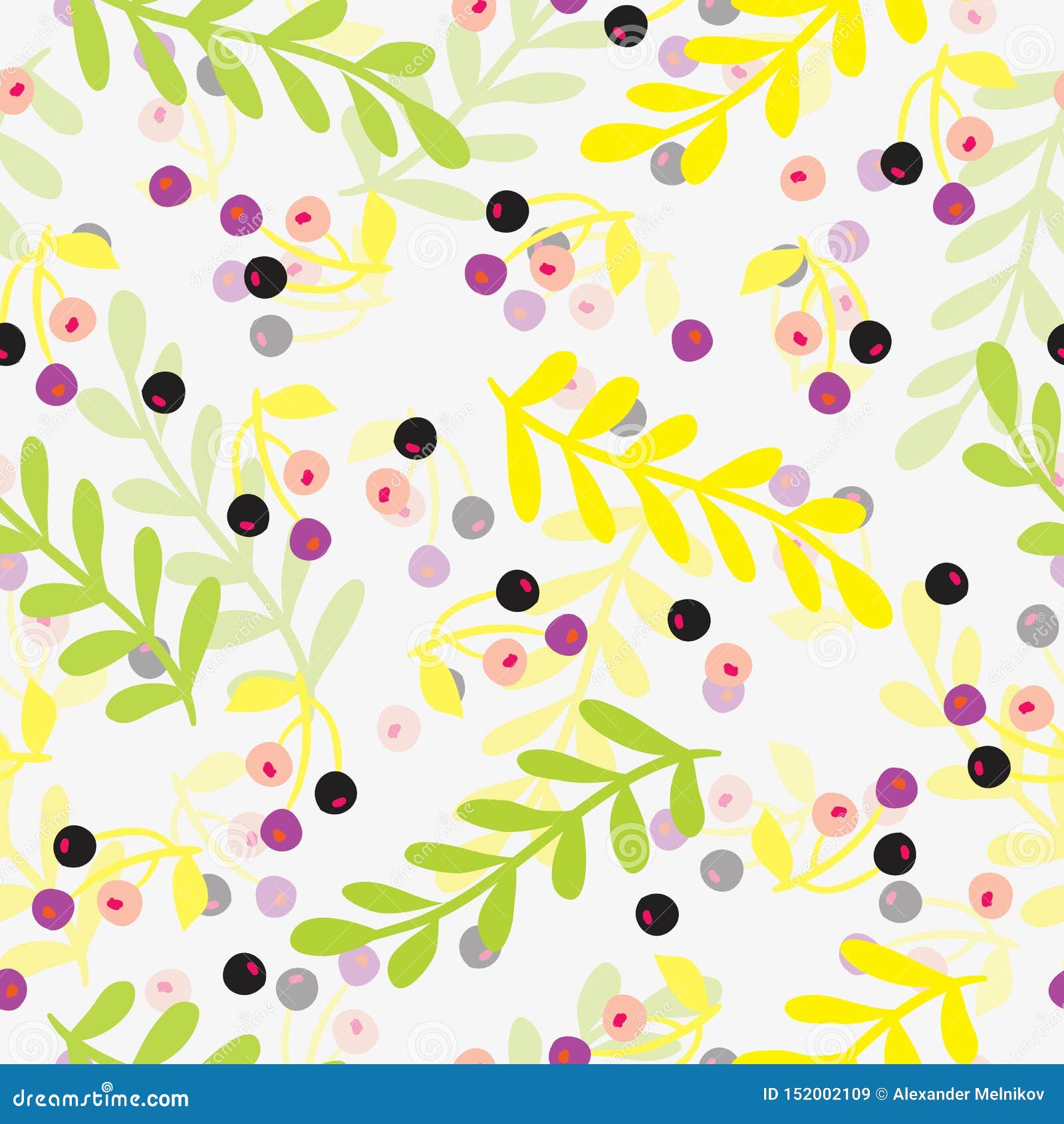 Seamless Repeating Pattern of Leaves and Berries Stock Vector ...