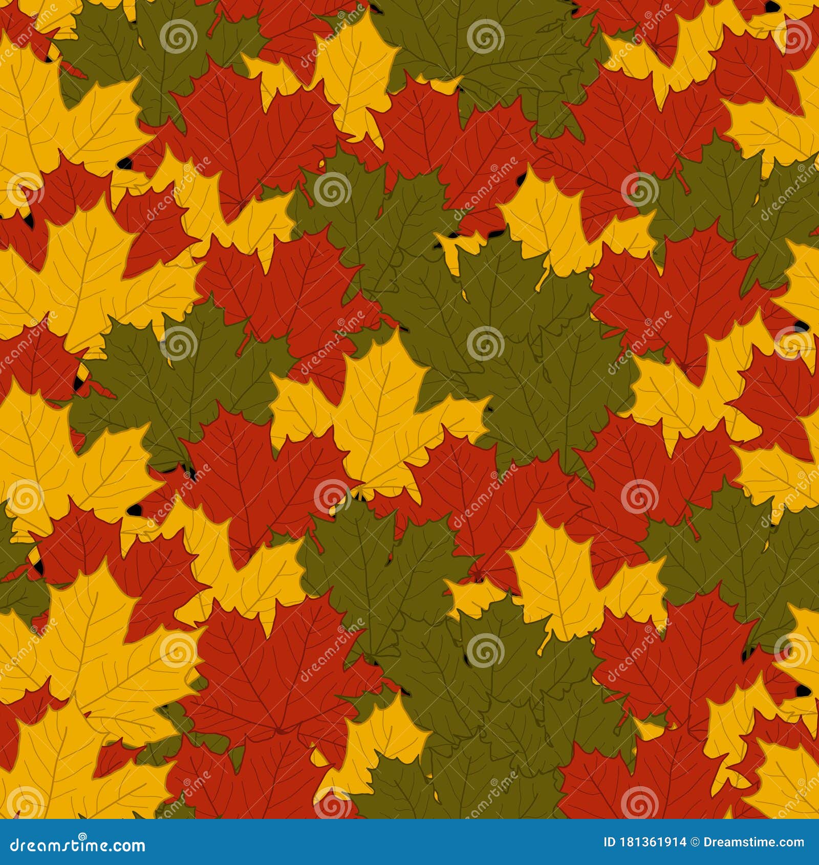 Seamless Repeating Pattern of Leaves Stock Illustration - Illustration ...