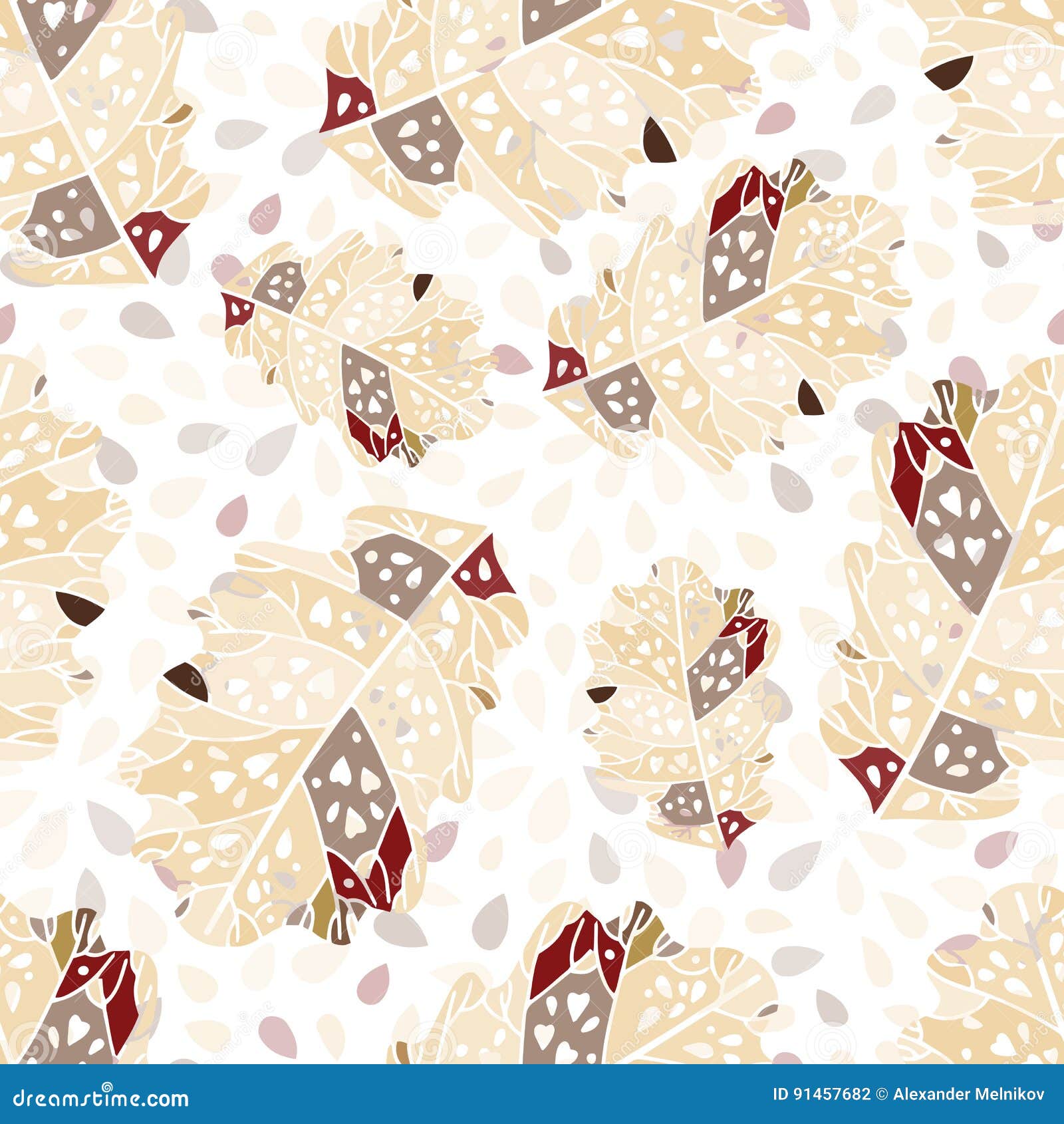 Seamless Repeating Pattern of Leaves Stock Vector - Illustration of ...