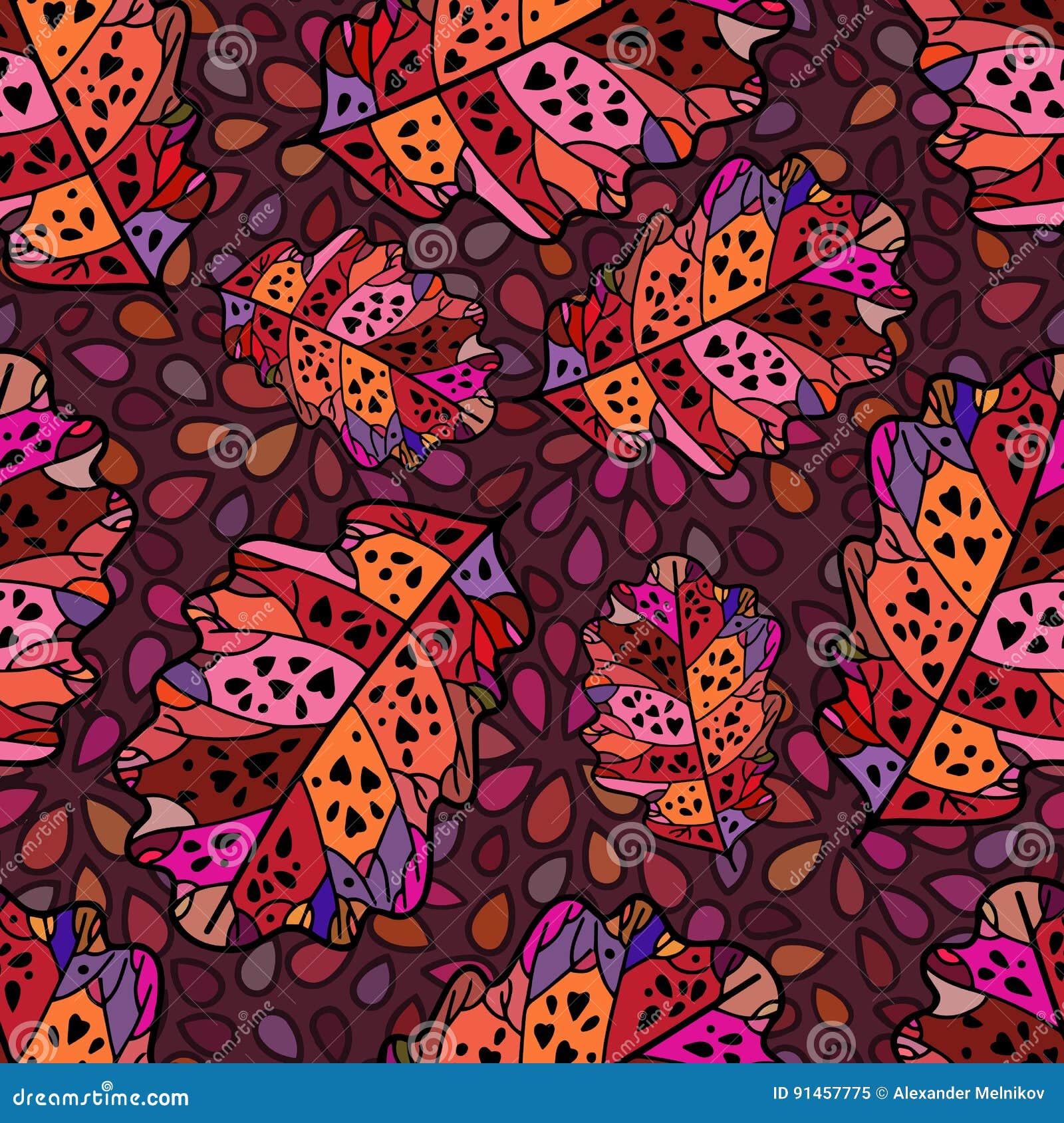 Seamless Repeating Pattern of Leaves Stock Vector - Illustration of ...