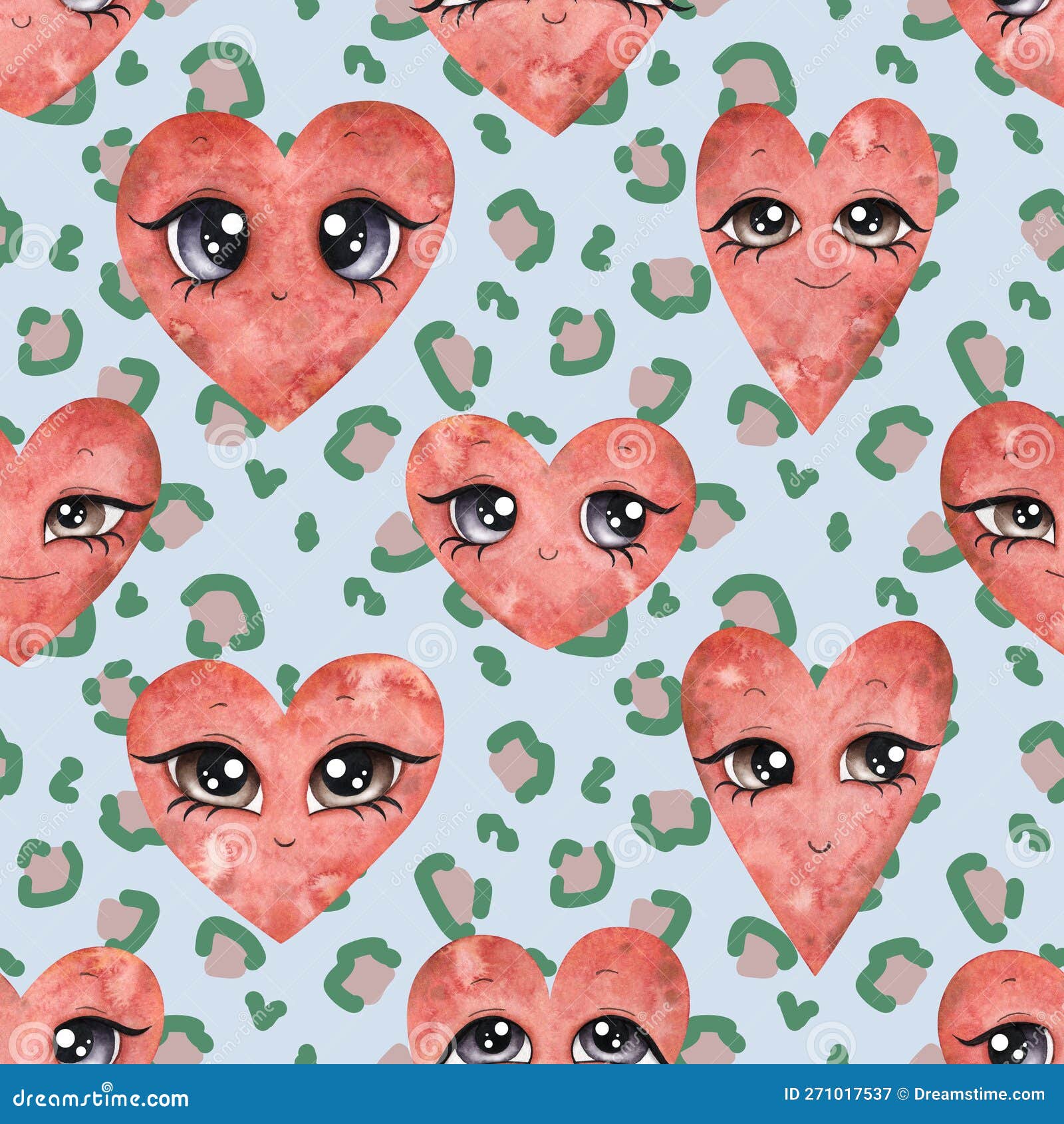 Seamless Repeating Pattern with Lovely and Cute Romantic Hearts Stock ...