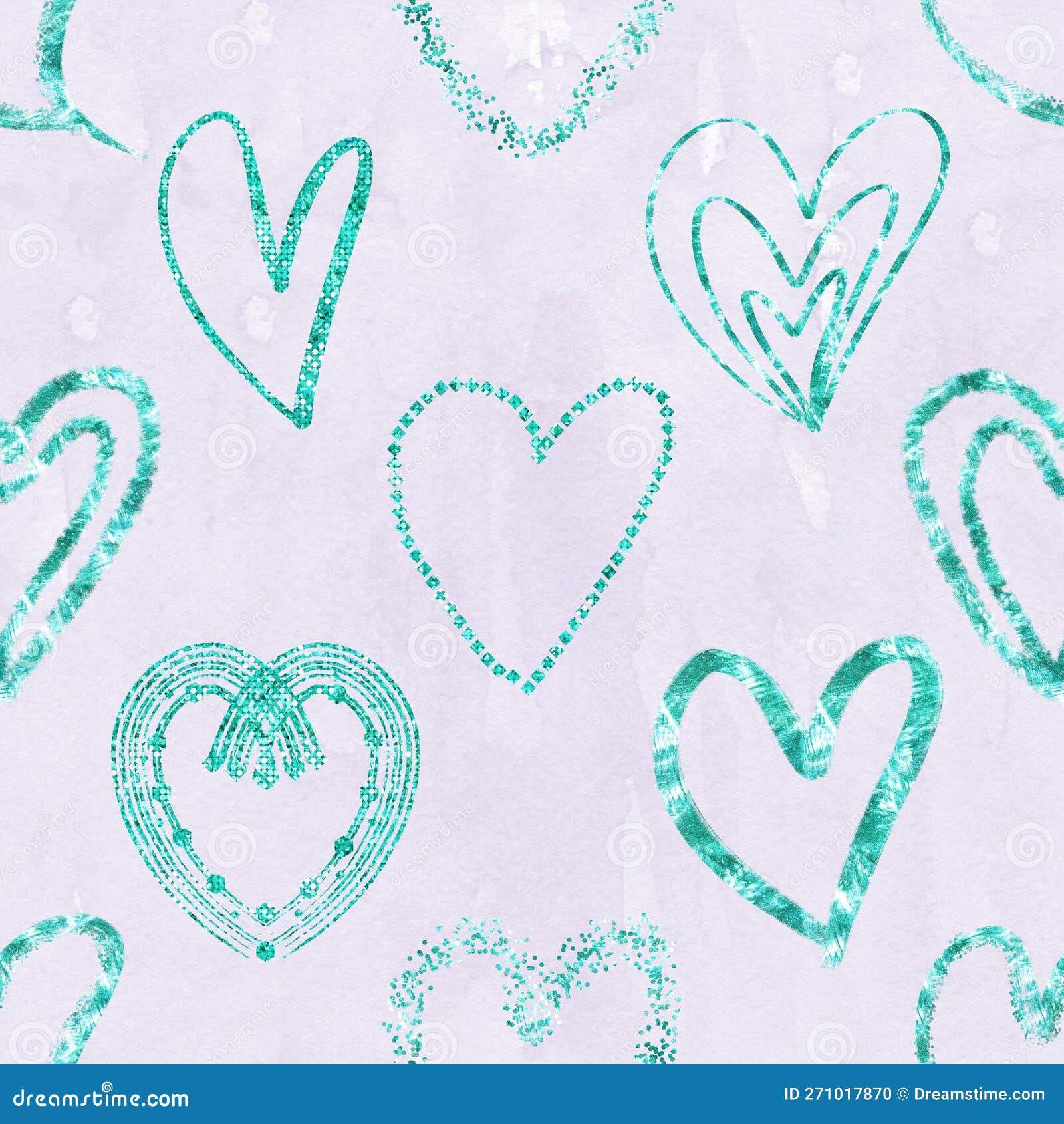 Seamless Repeating Pattern with Lovely and Cute Romantic Hearts Stock ...