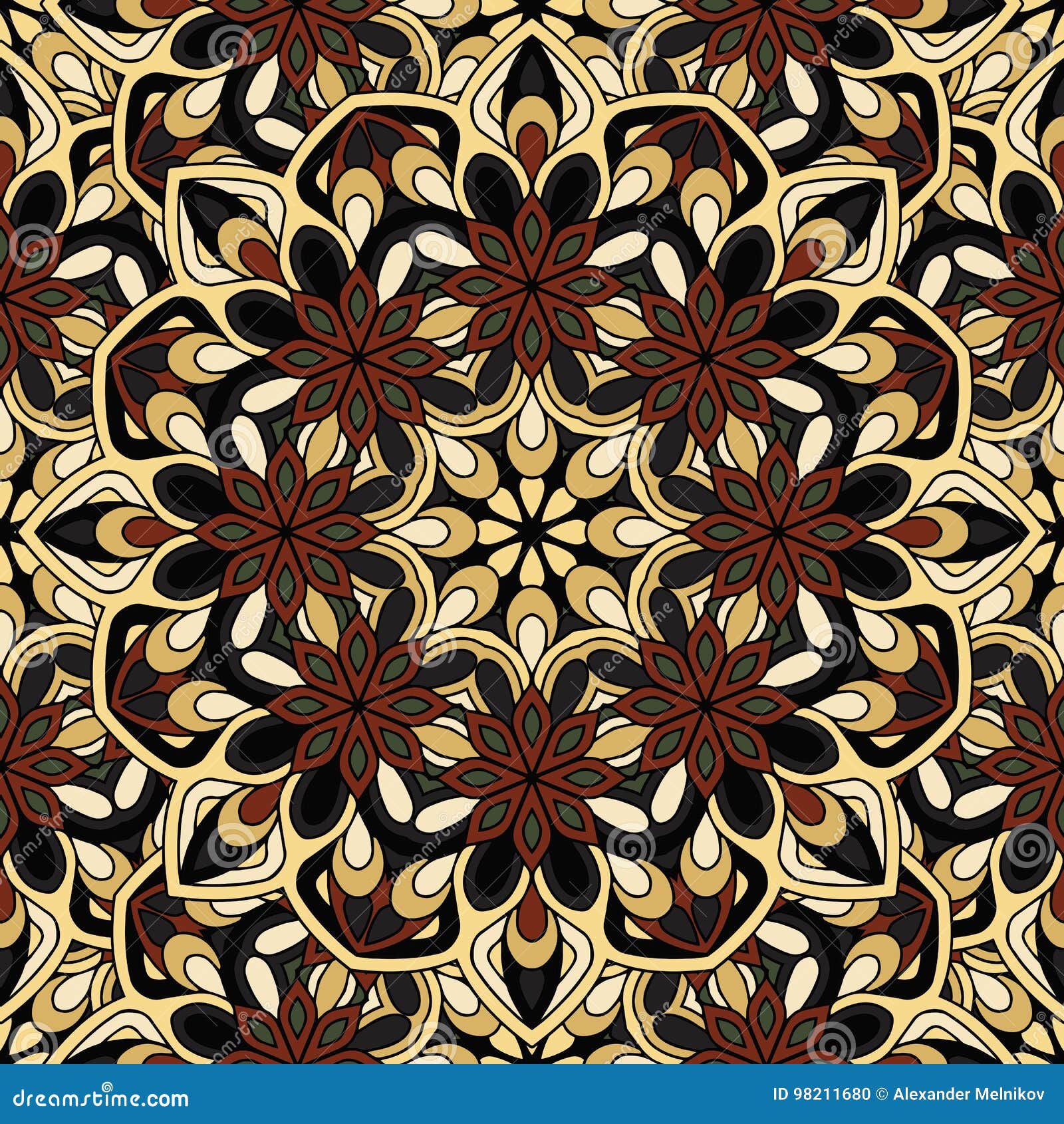 Seamless Repeating Pattern from the Mandala Stock Vector - Illustration ...