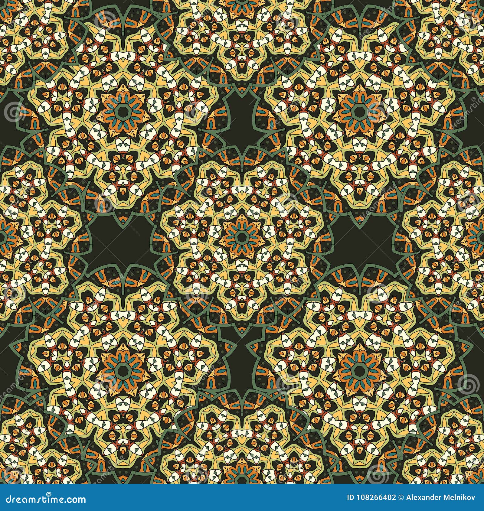 Seamless Repeating Pattern of Mandalas Stock Vector - Illustration of ...